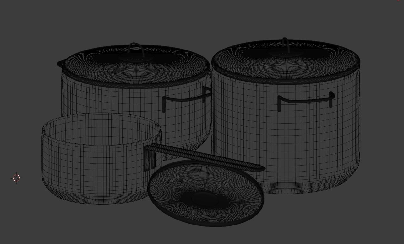 Stainless steel cookware set 3D model | CGTrader
