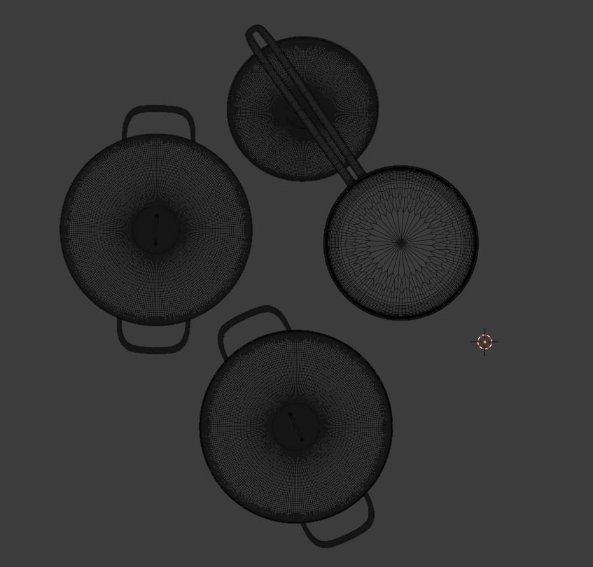 Stainless steel cookware set 3D model | CGTrader