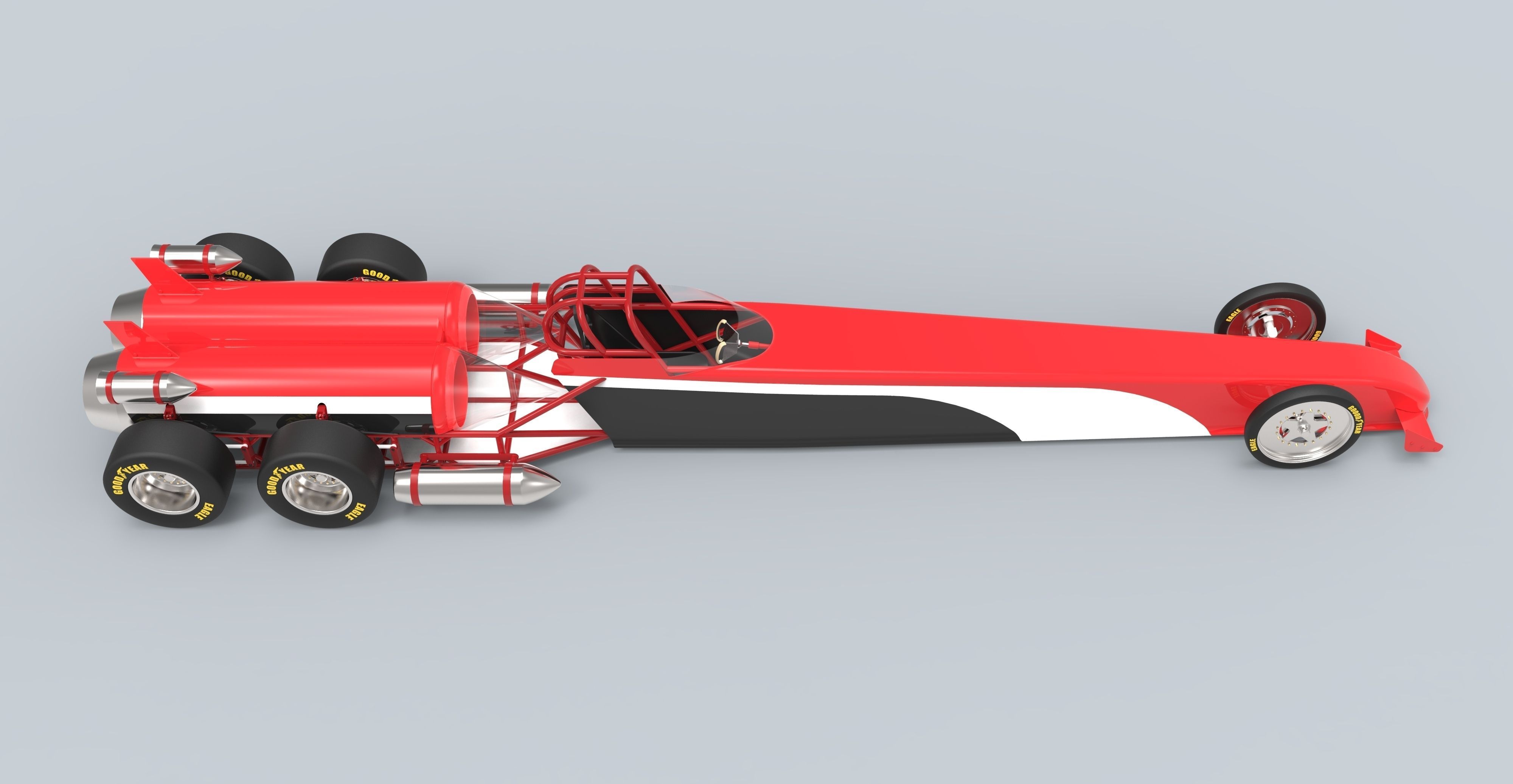 Twin-engined jet dragster 3D model | CGTrader