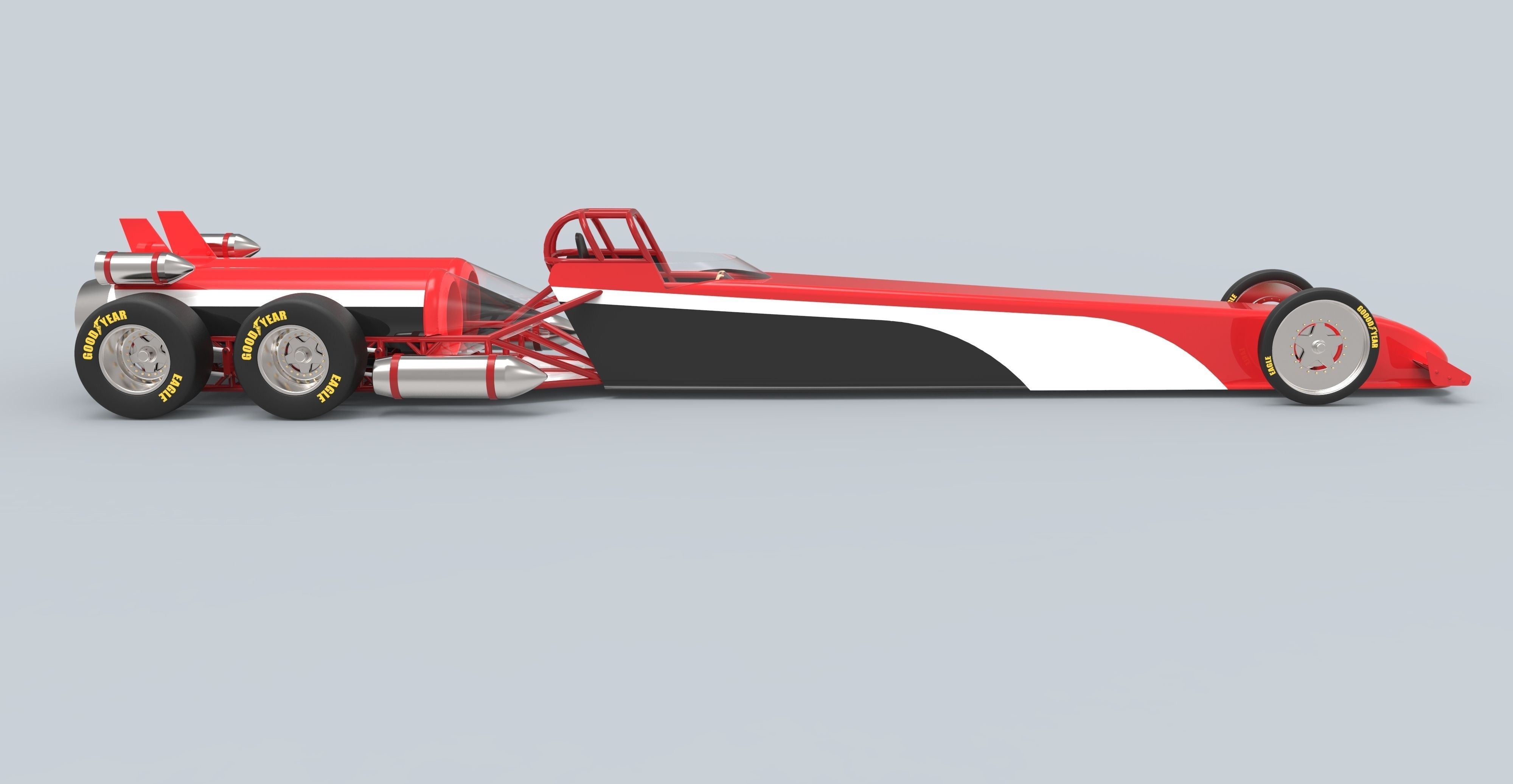 Twin-engined jet dragster 3D model | CGTrader