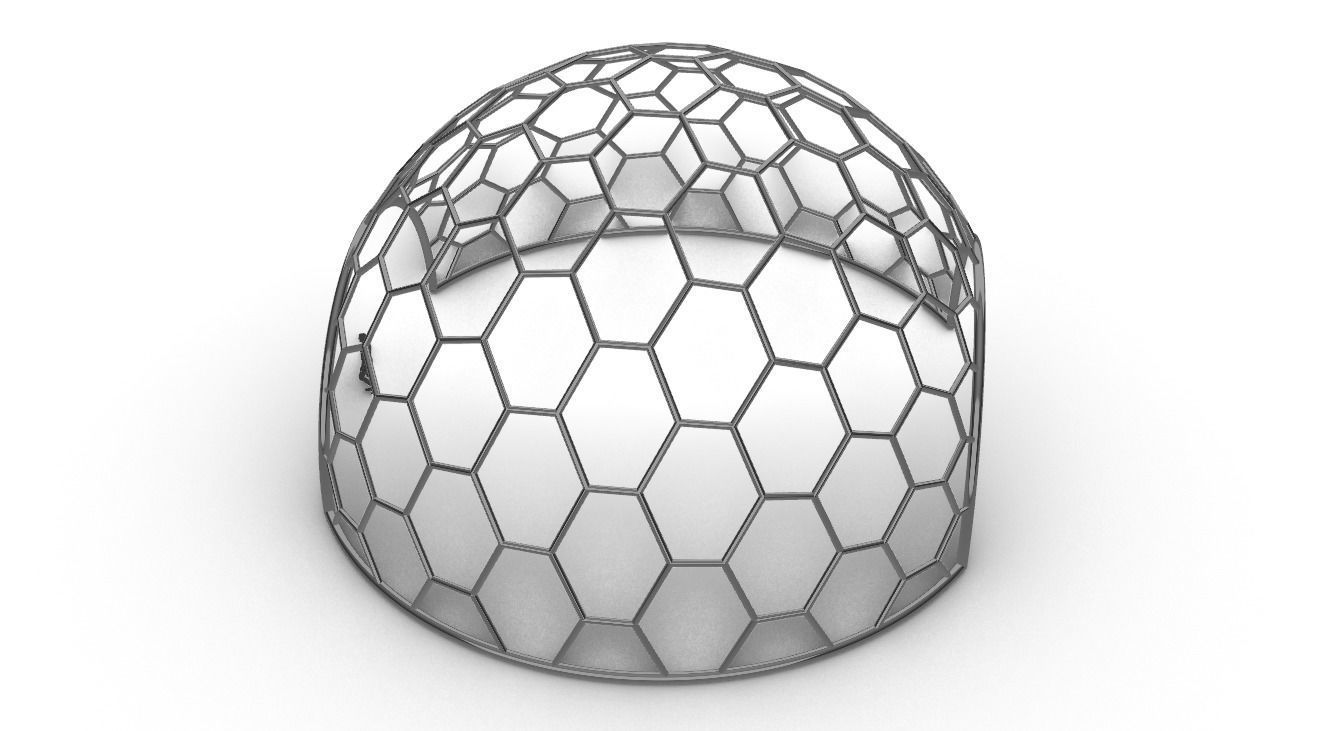 Hexagonal Dome structure Geodesic Like Wireframe Design V2 3D model ...