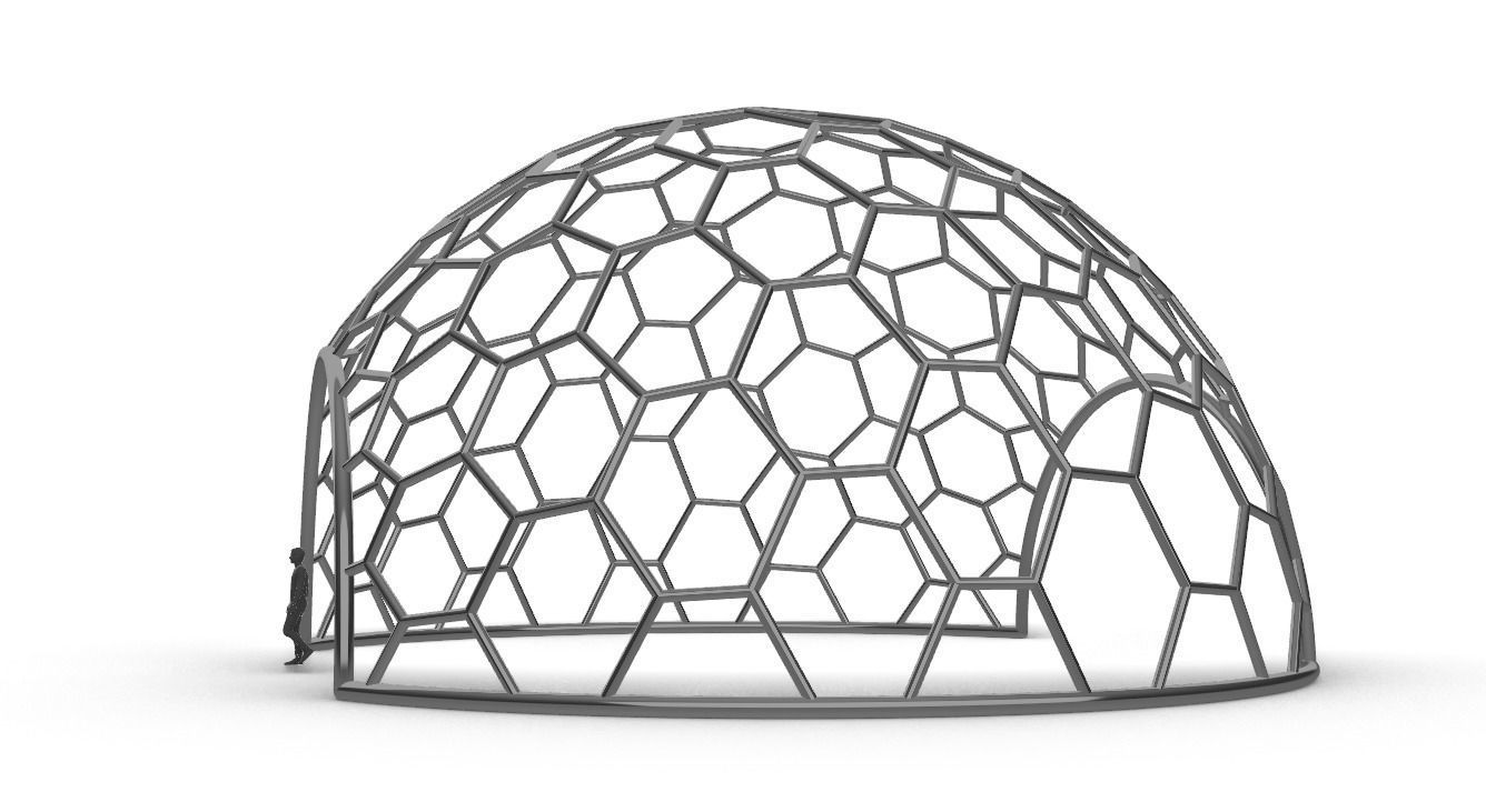 Hexagonal Dome structure Geodesic Like Wireframe Design V2 3D model ...