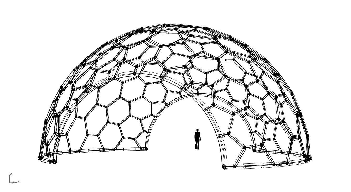 Hexagonal Dome structure Geodesic Like Wireframe Design V2 3D model ...