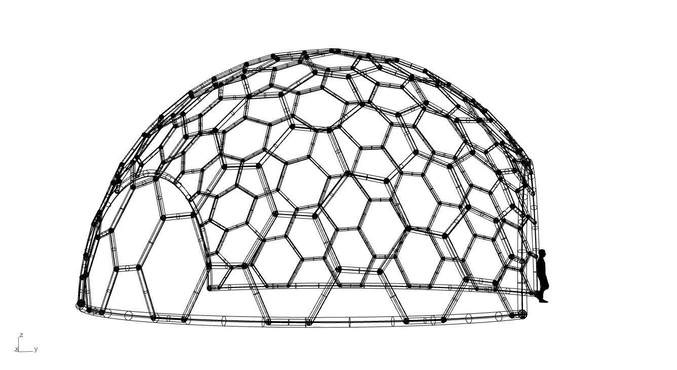 Hexagonal Dome structure Geodesic Like Wireframe Design V2 3D model ...