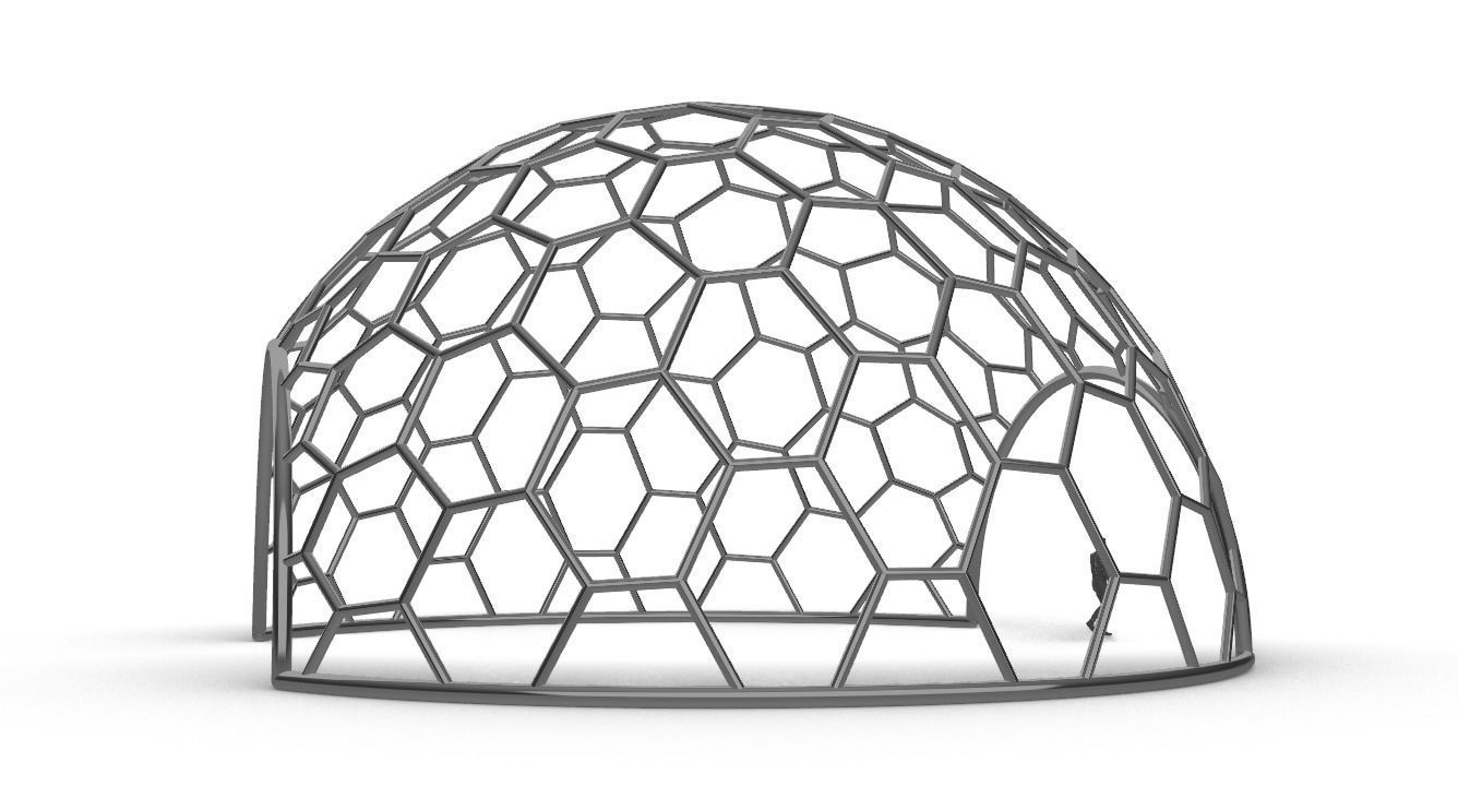 Hexagonal Dome structure Geodesic Like Wireframe Design V2 3D model ...