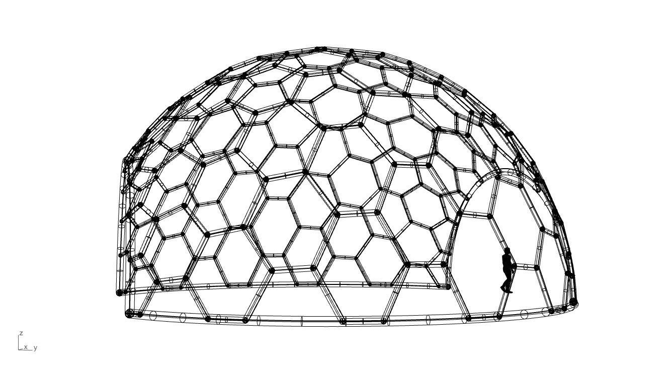 Hexagonal Dome structure Geodesic Like Wireframe Design V2 3D model ...