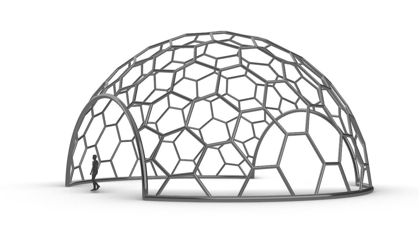 Hexagonal Dome structure Geodesic Like Wireframe Design V2 3D model ...
