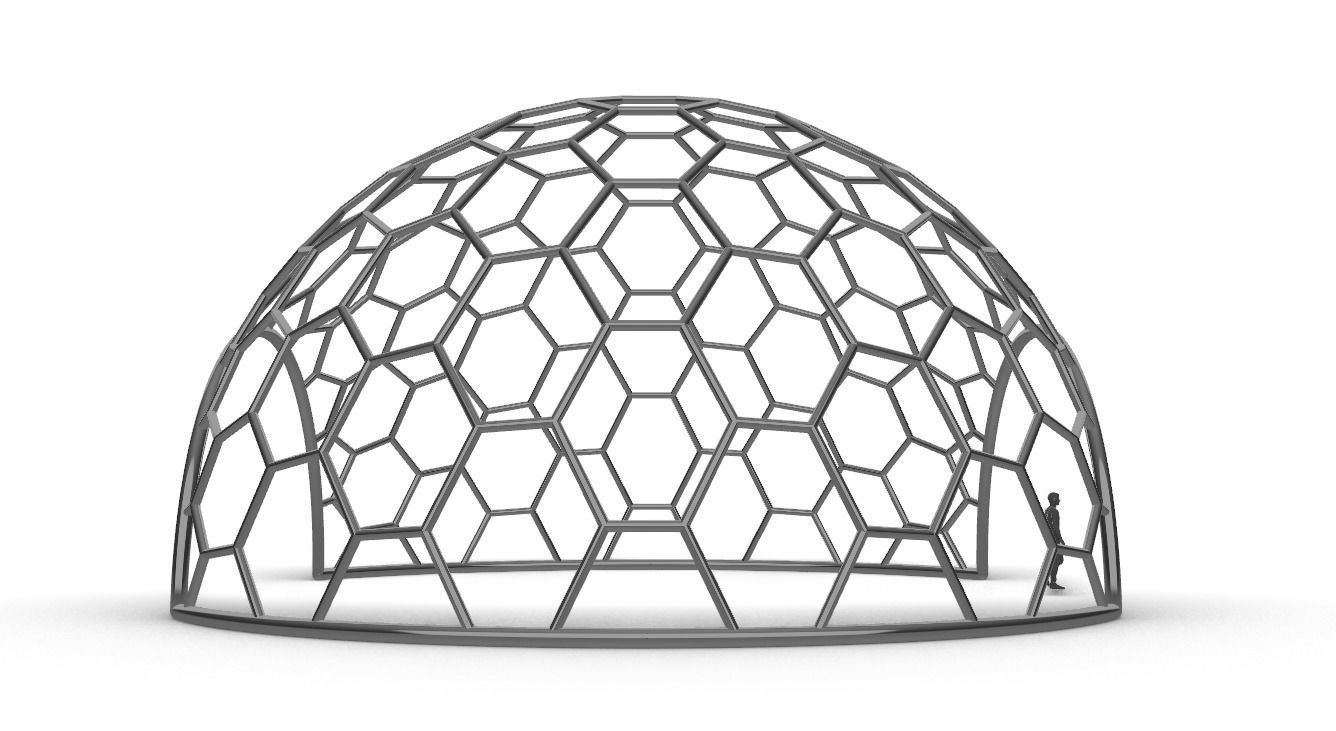 Hexagonal Dome structure Geodesic Like Wireframe Design V2 3D model ...