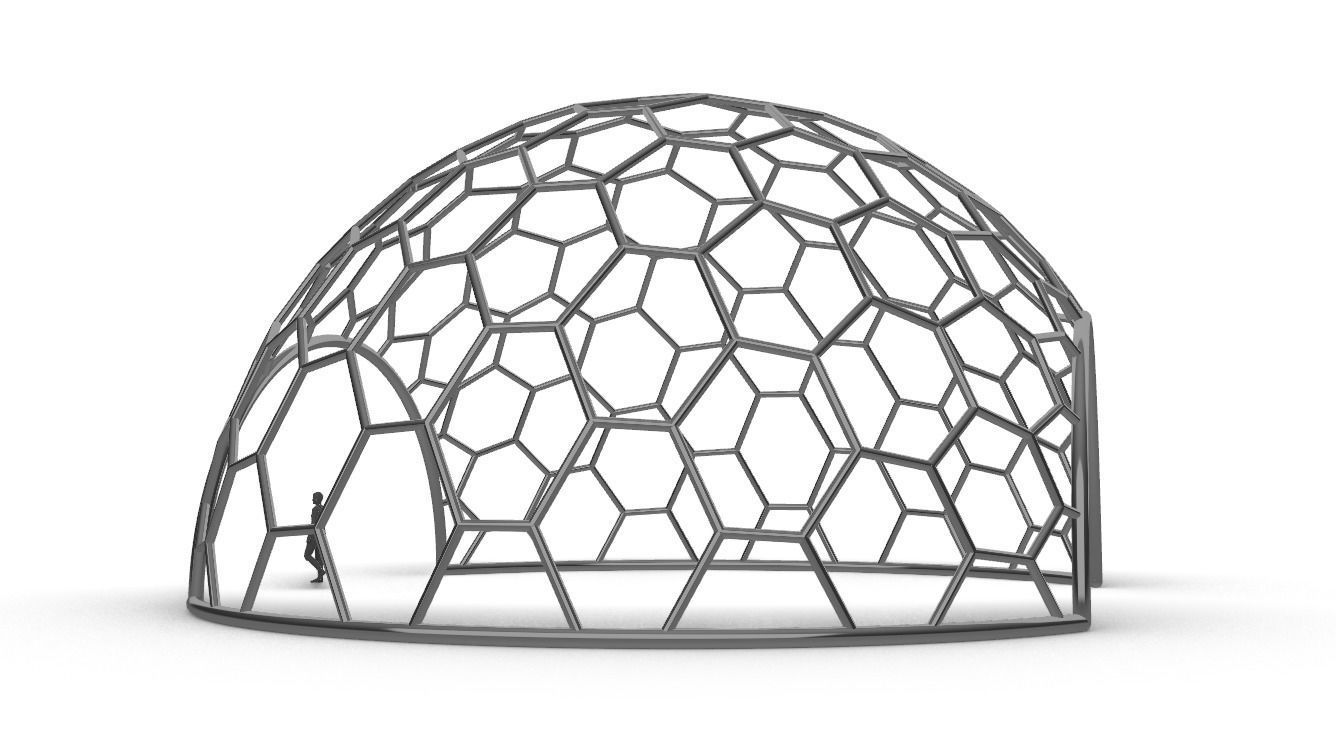 Hexagonal Dome structure Geodesic Like Wireframe Design V2 3D model ...