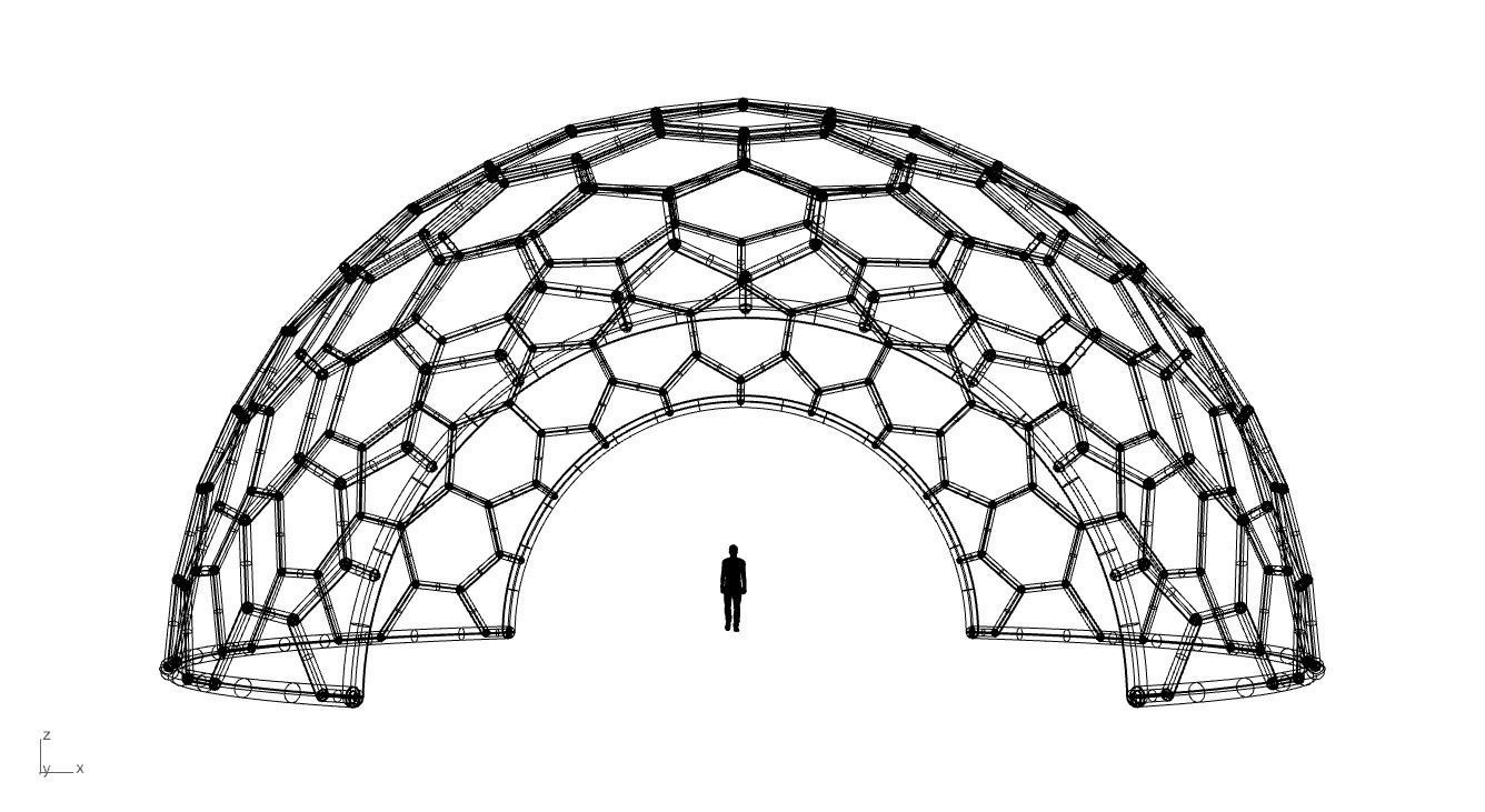 Hexagonal Dome structure Geodesic Like Wireframe Design V2 3D model ...