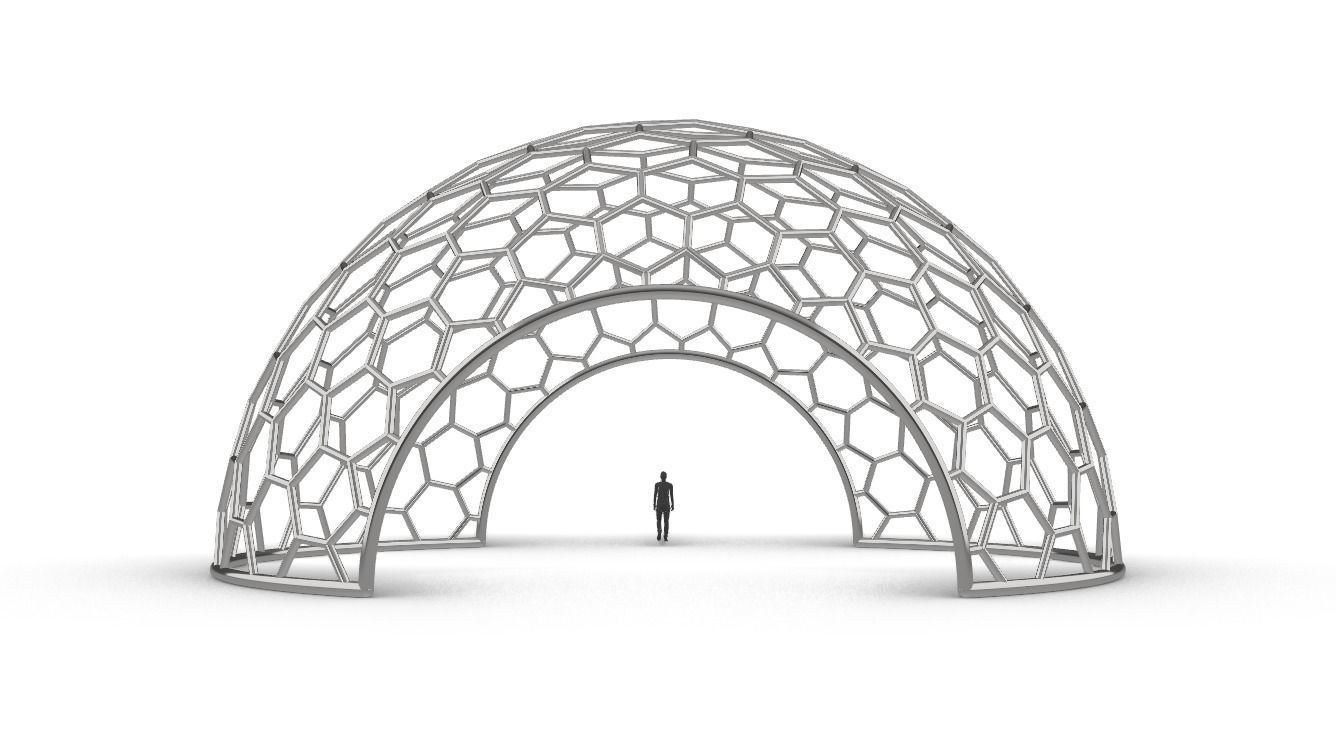 Hexagonal Dome structure Geodesic Like Wireframe Design V3 3D model ...