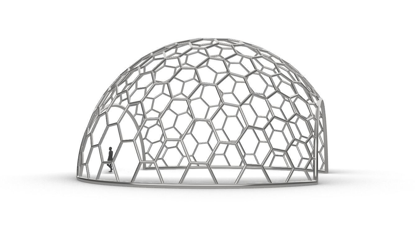 Hexagonal Dome Structure Geodesic Like Wireframe Design V3 3d Model Cgtrader
