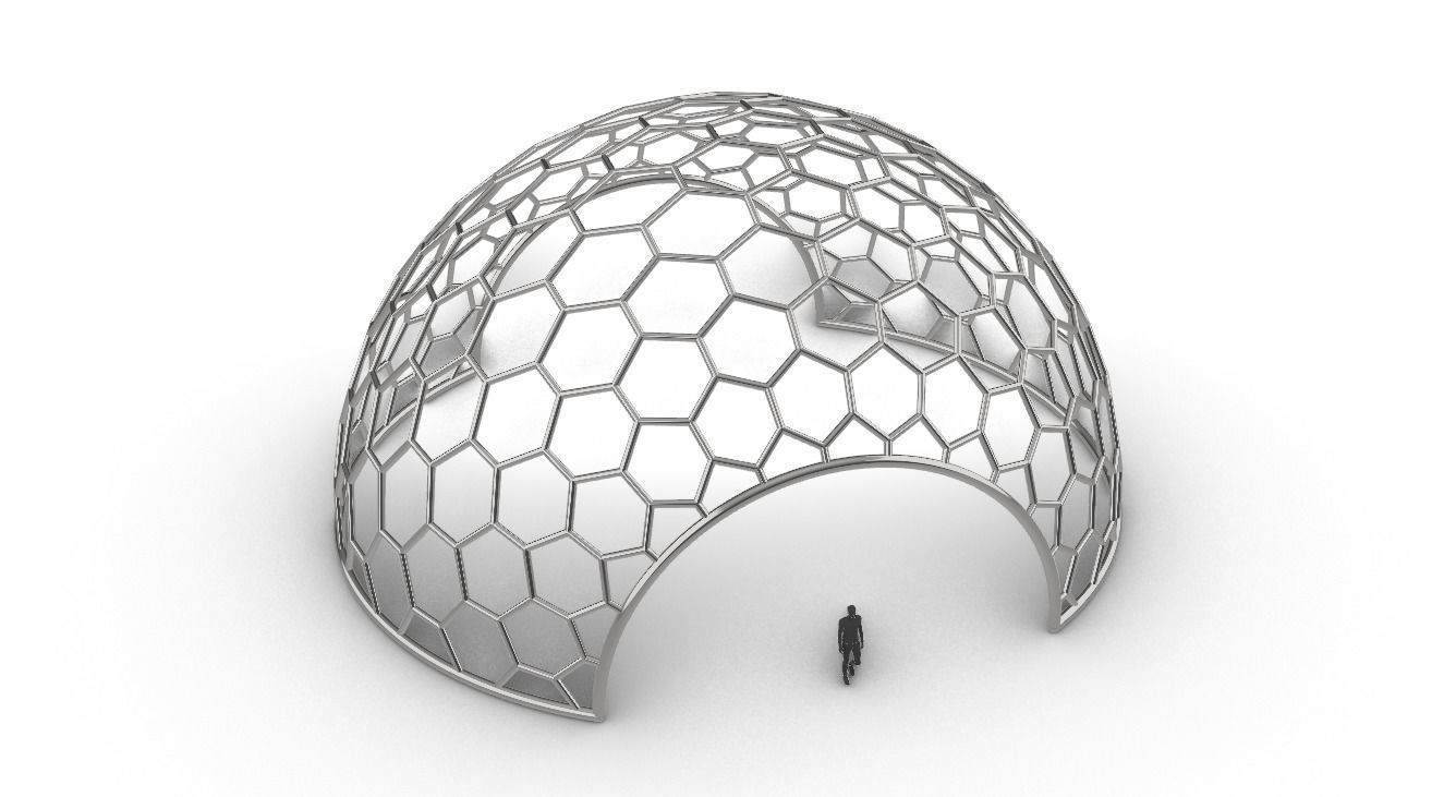 Hexagonal Dome structure Geodesic Like Wireframe Design V3 3D model ...