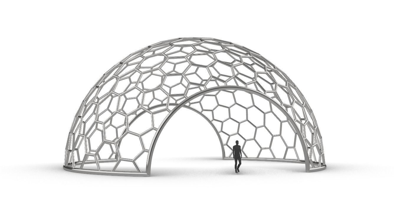 Hexagonal Dome structure Geodesic Like Wireframe Design V3 3D model ...