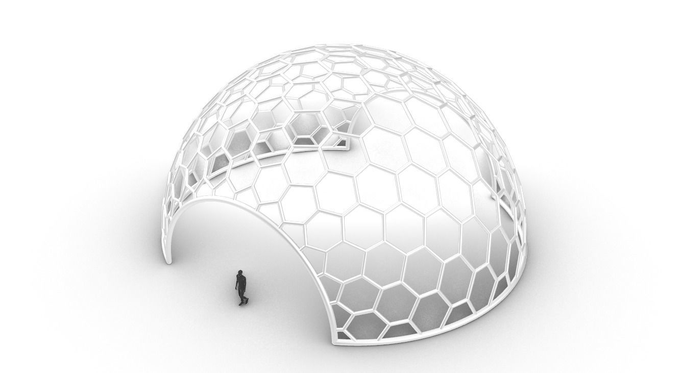 Hexagonal Dome structure Geodesic Like Wireframe Design V3 3D model ...