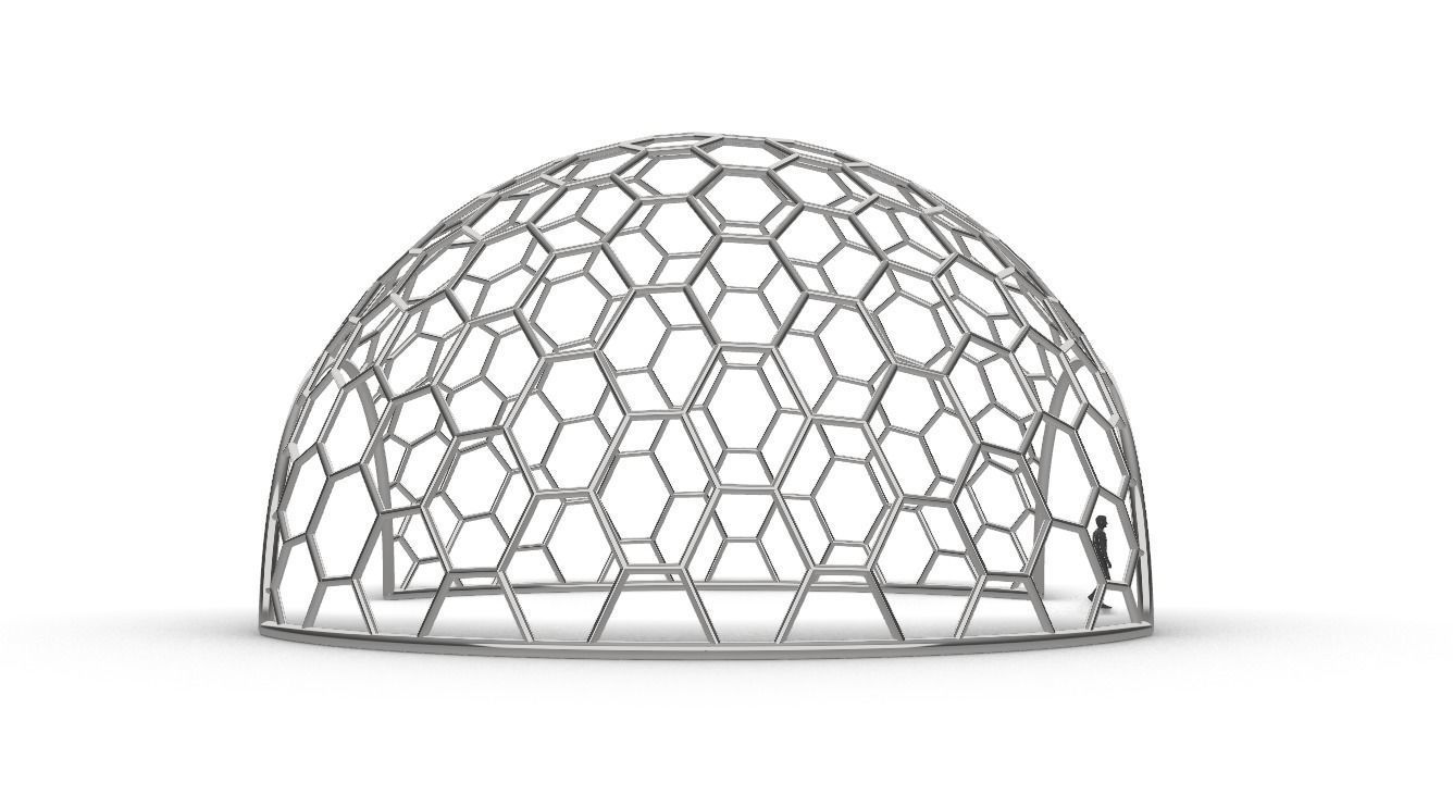 Hexagonal Dome structure Geodesic Like Wireframe Design V3 3D model ...
