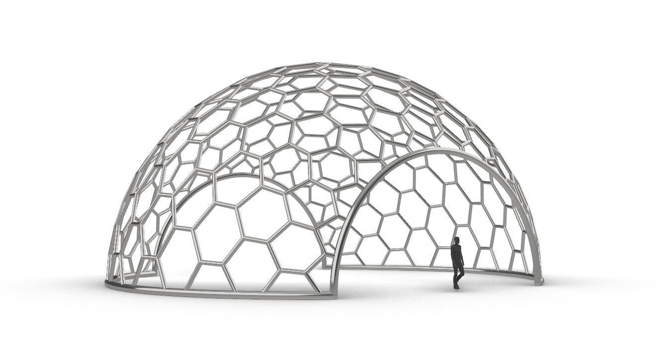 Hexagonal Dome structure Geodesic Like Wireframe Design V3 3D model ...