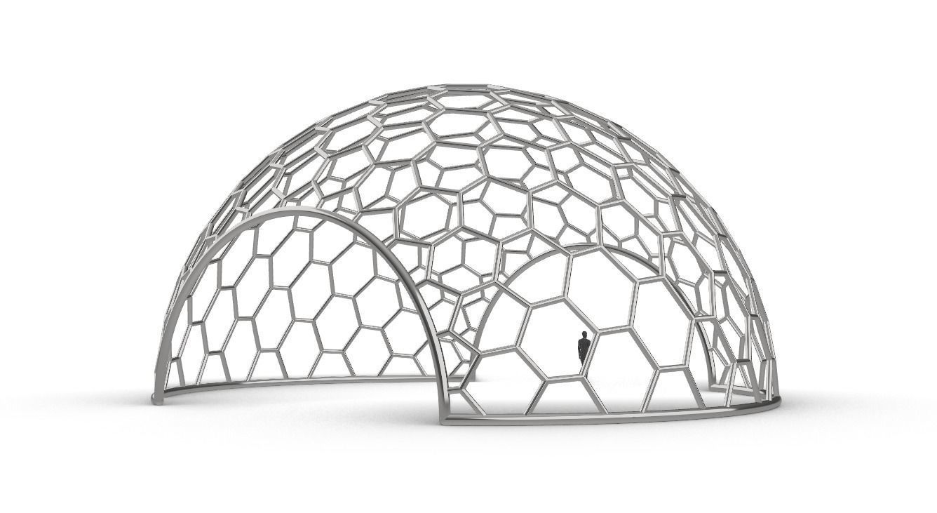 Hexagonal Dome structure Geodesic Like Wireframe Design V3 3D model ...