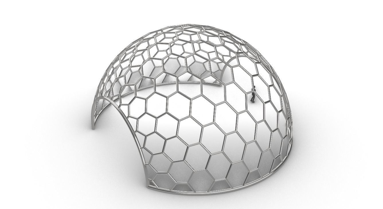 Hexagonal Dome Structure Geodesic Like Wireframe Design V3 3d Model Cgtrader