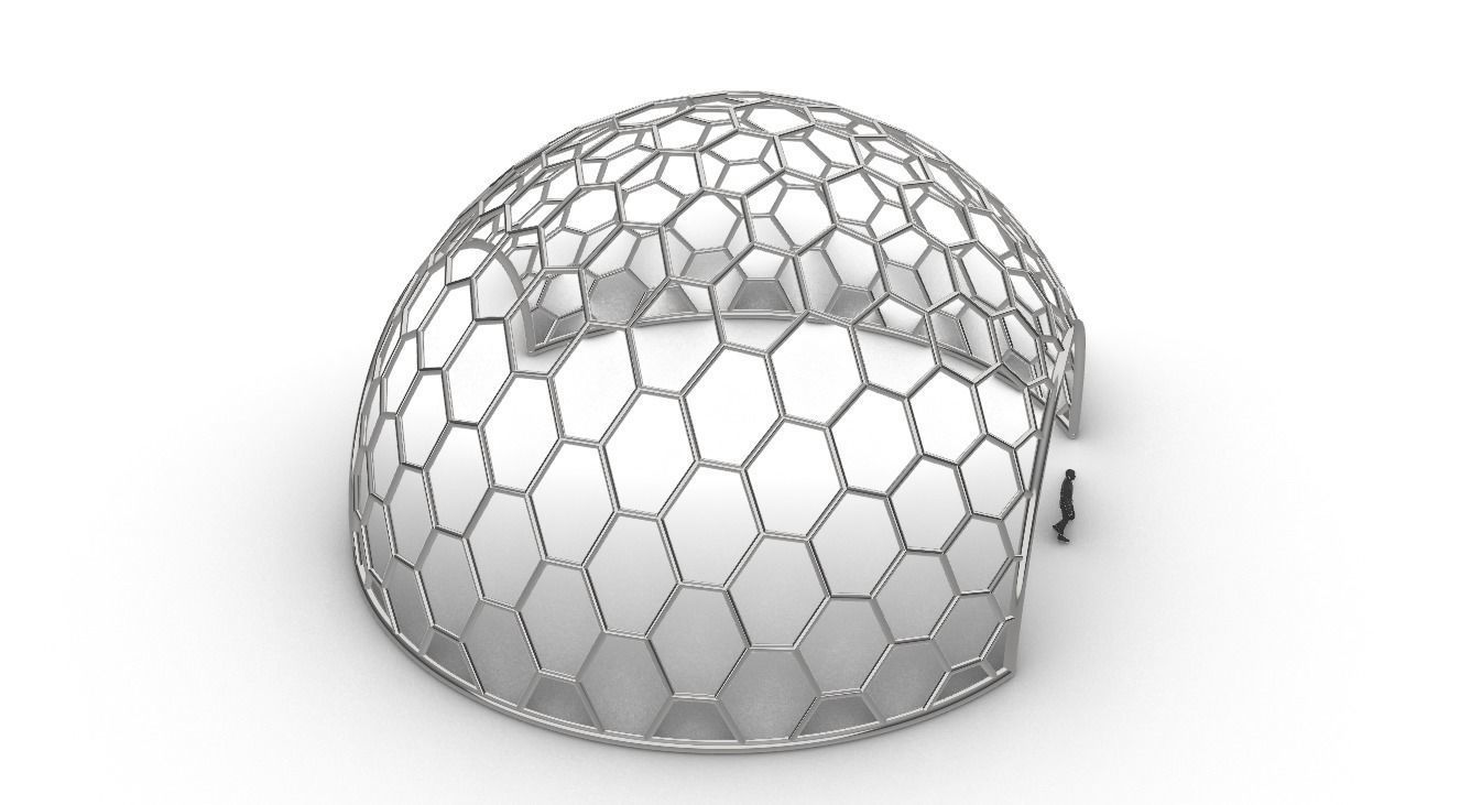 Hexagonal Dome structure Geodesic Like Wireframe Design V3 3D model ...