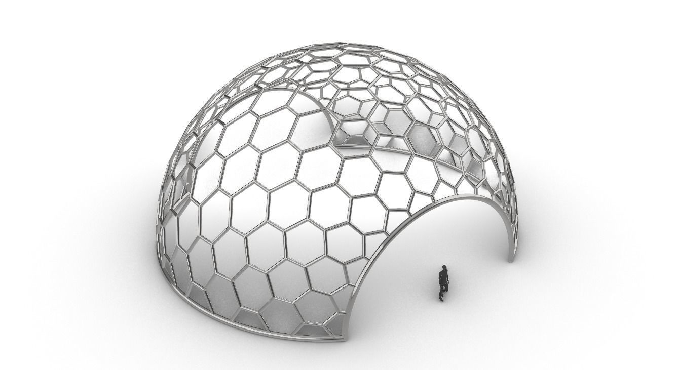 Hexagonal Dome structure Geodesic Like Wireframe Design V3 3D model ...