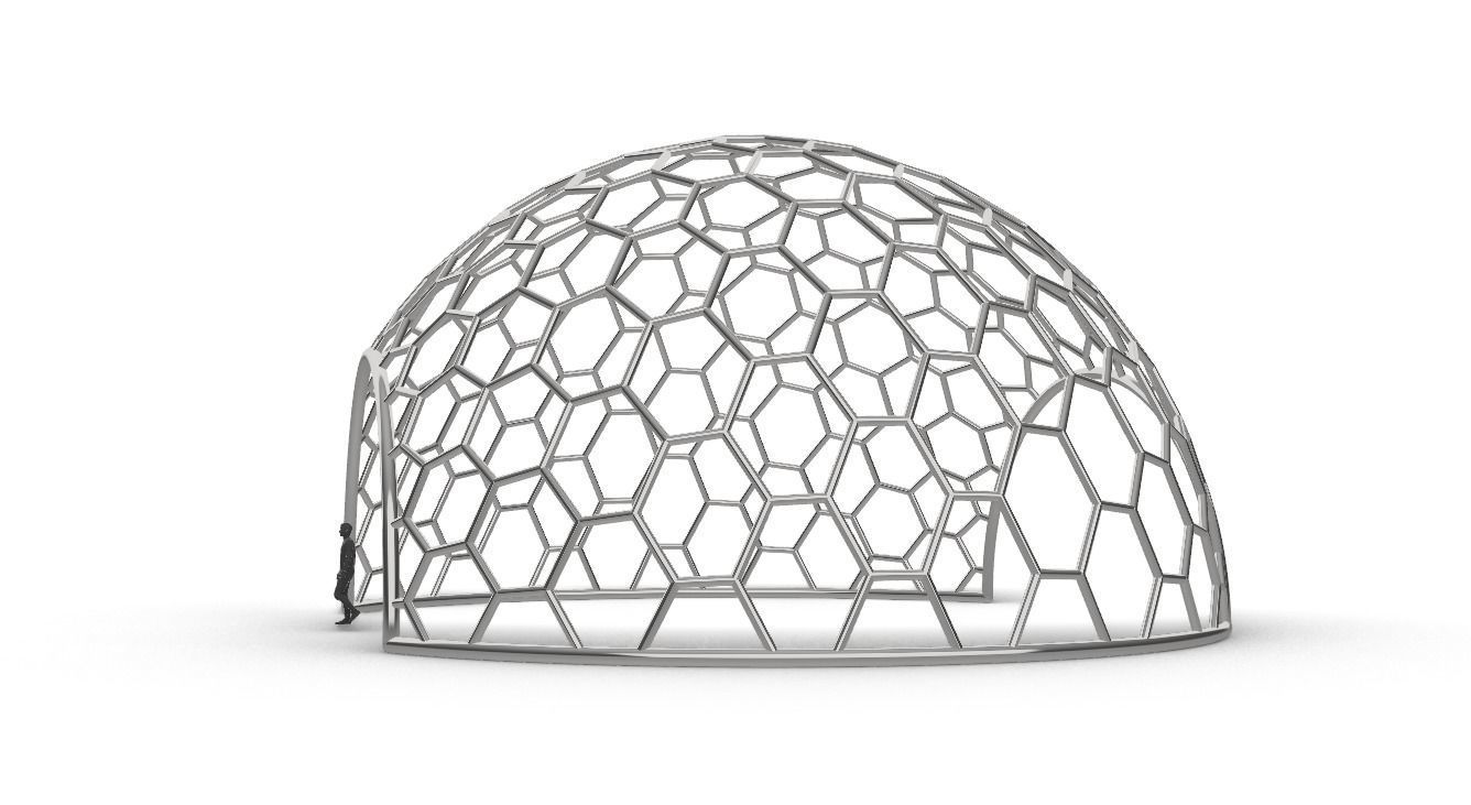 Hexagonal Dome structure Geodesic Like Wireframe Design V3 3D model ...