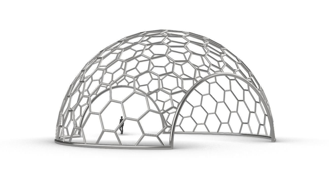 Hexagonal Dome structure Geodesic Like Wireframe Design V3 3D model ...