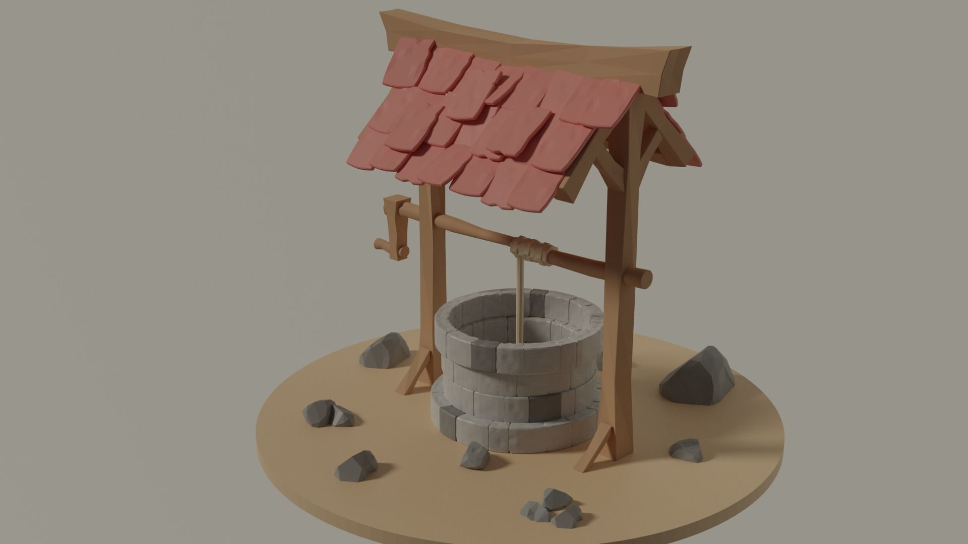 Low Poly Well traditional 3D model realtime | CGTrader