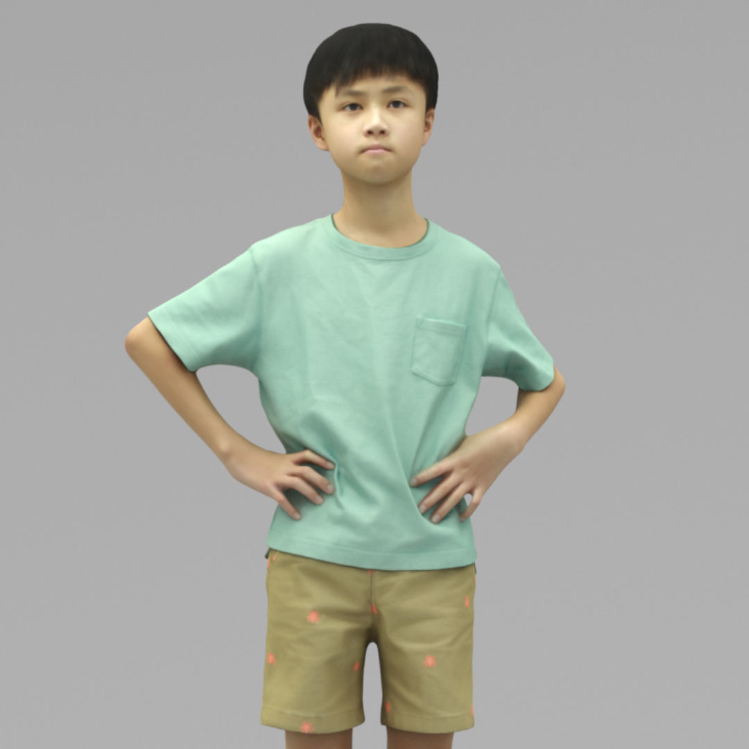 A Cool Boy In Akimbo Posture In Half Body Portrait 3D model | CGTrader