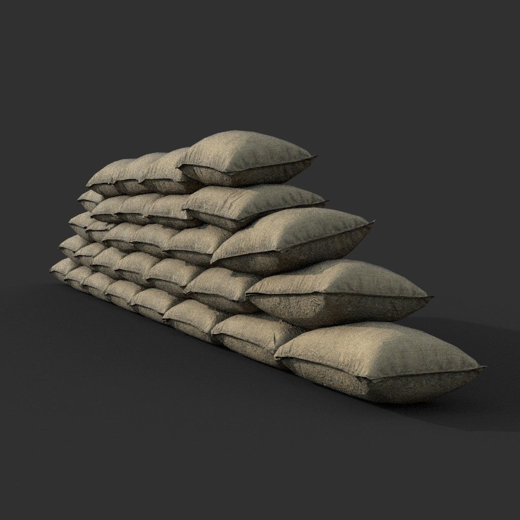 Low poly Sandbag Pack 200203 free VR / AR / low-poly 3D model | CGTrader