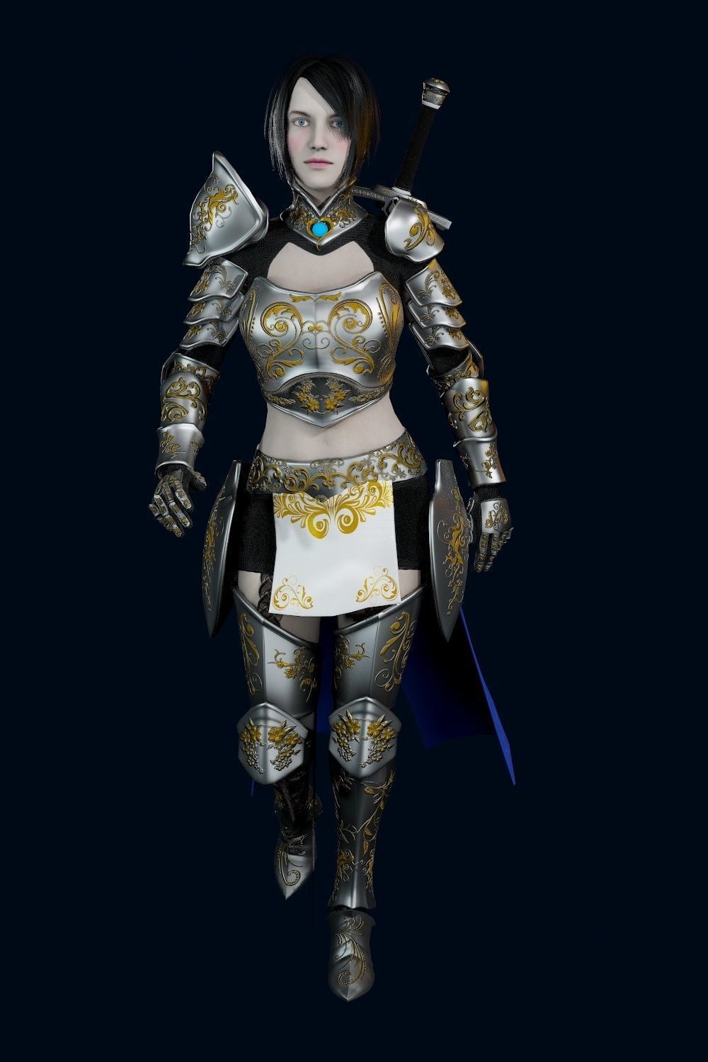 3D model Female Knight Character Low-poly 3D model VR / AR / low-poly ...