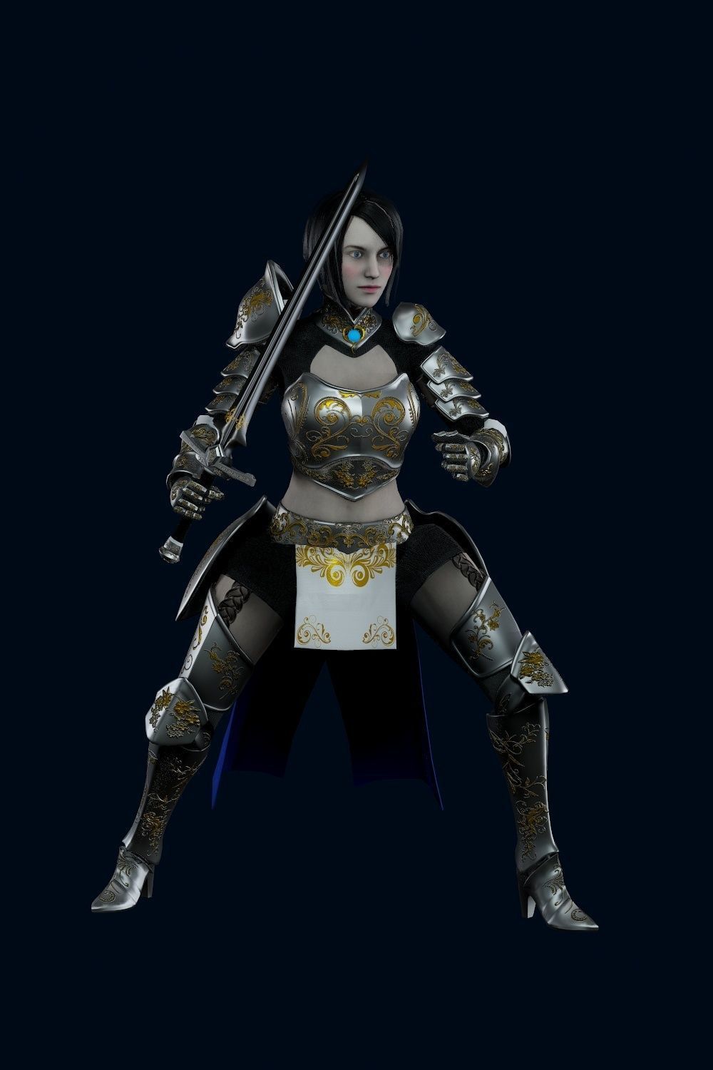 3D model Female Knight Character Low-poly 3D model VR / AR / low-poly ...
