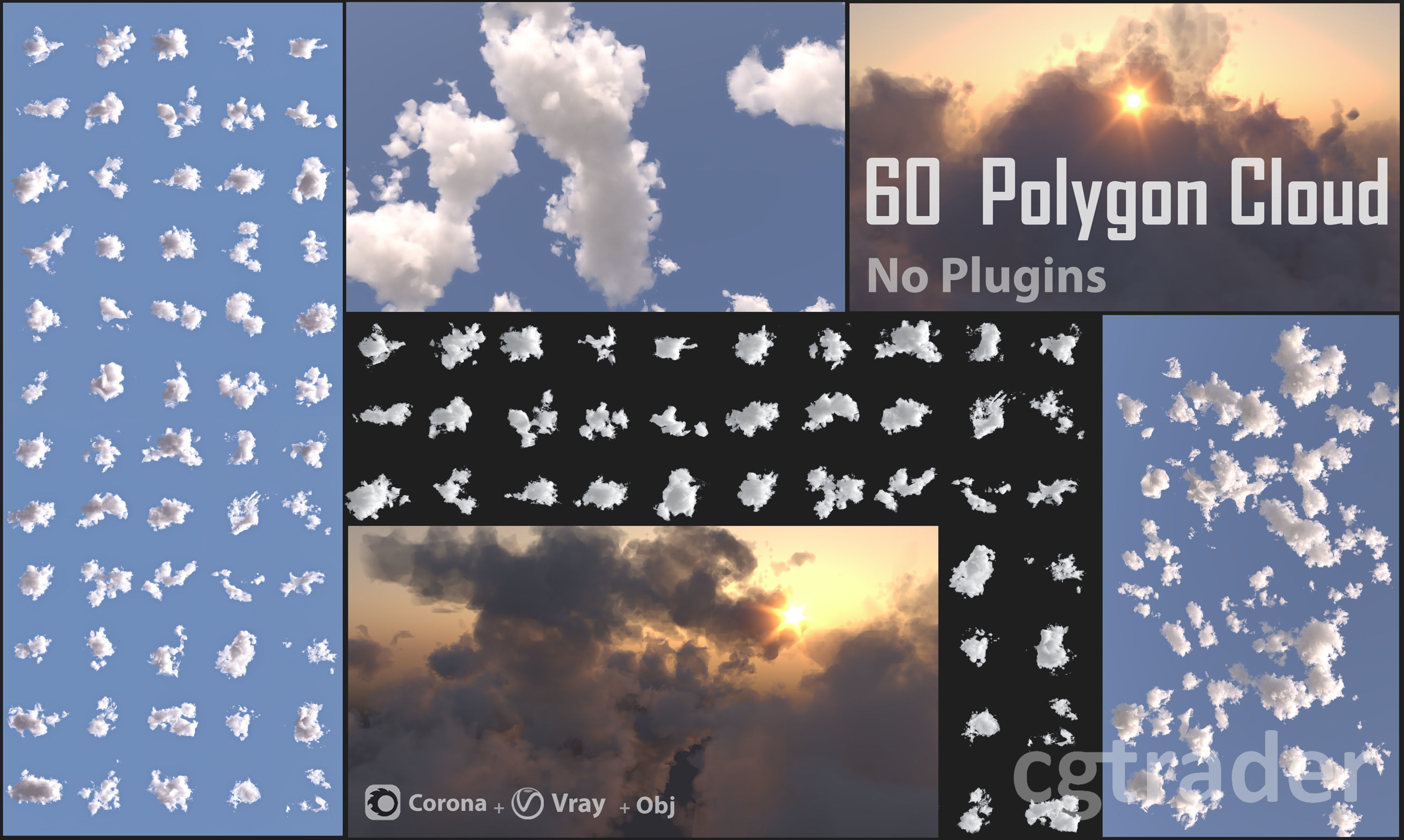 60 Polygon Cloud Pack 3D model | CGTrader