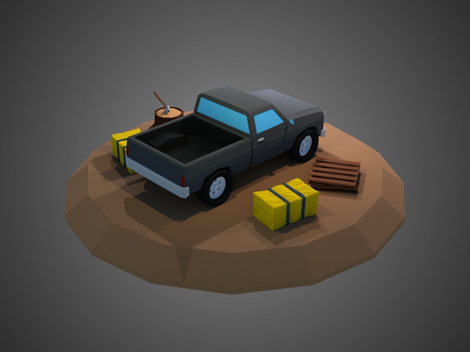 Low Poly Old Farm Truck free VR / AR / low-poly 3D model | CGTrader