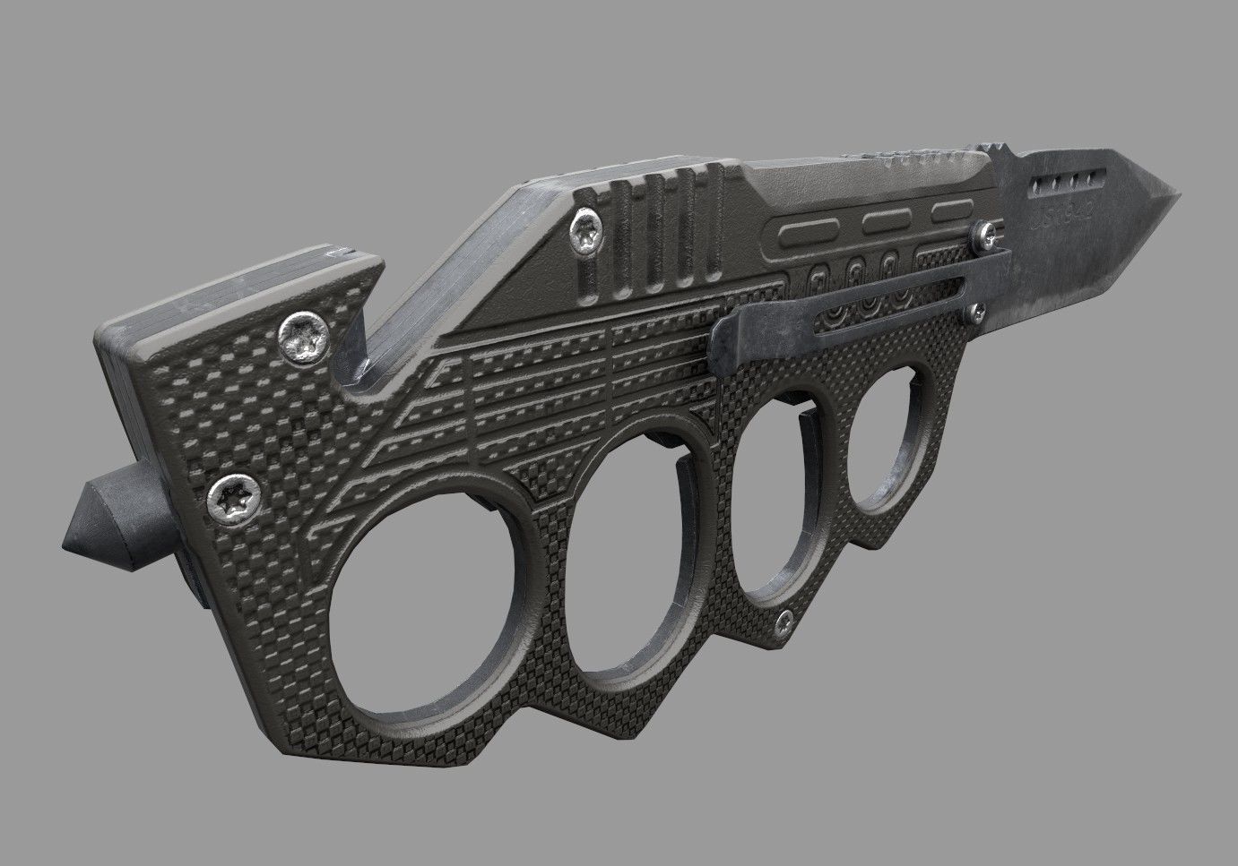 3D model Black folding knuckle knife VR / AR / low-poly | CGTrader