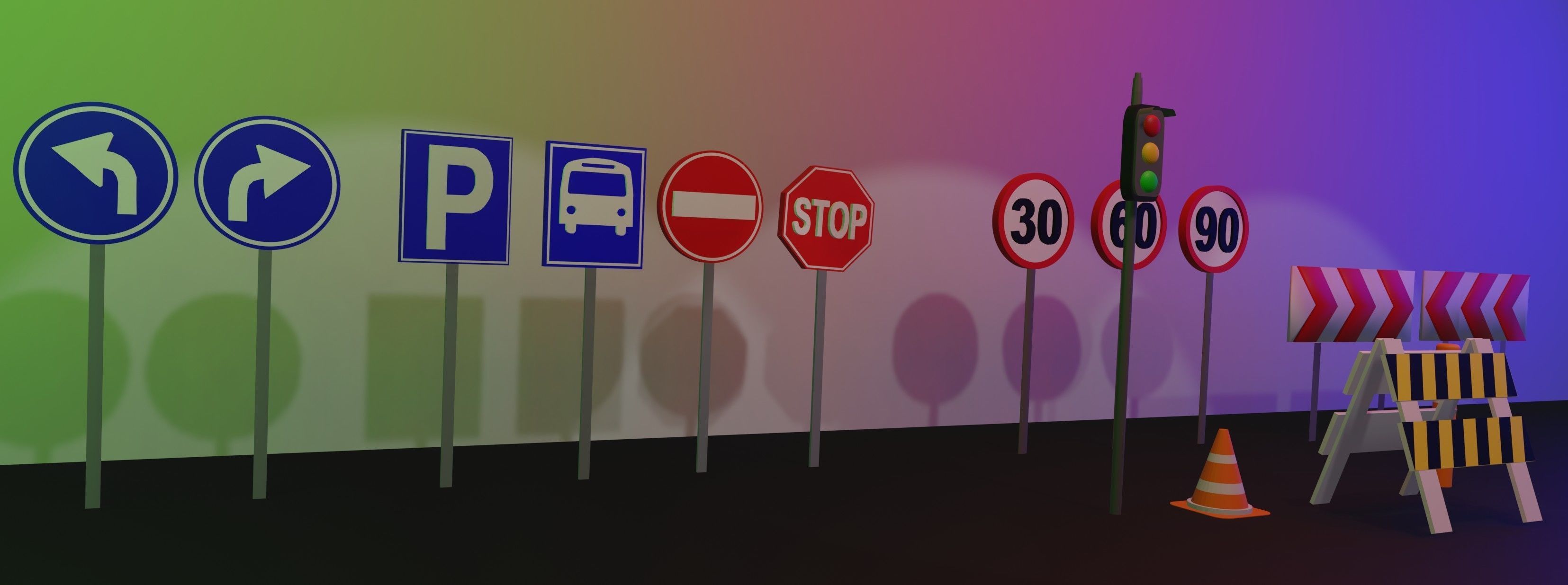 3D model Traffic Signs Low Poly 3D Models VR / AR / low-poly | CGTrader