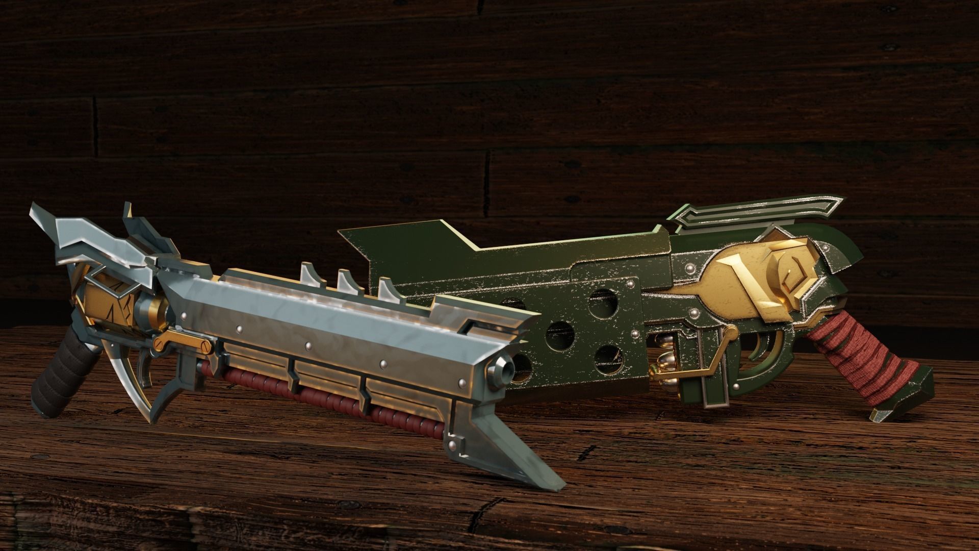 Samira Revolver Gun from League of Legends for 3d Print 3D model 3D ...