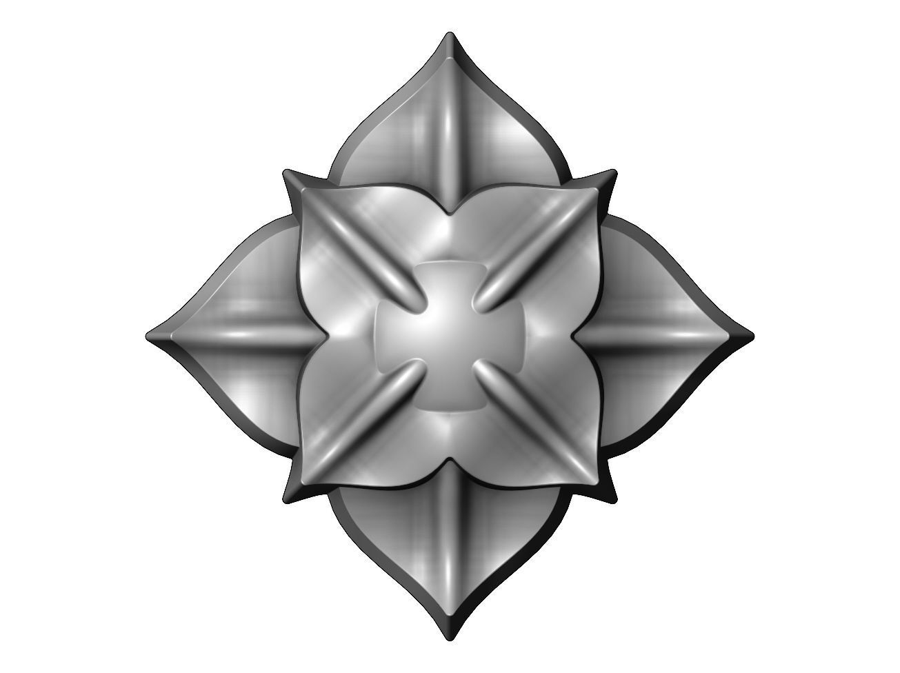 4 Leaf Cruciform Corola Flower Rosette 3D model 3D printable | CGTrader