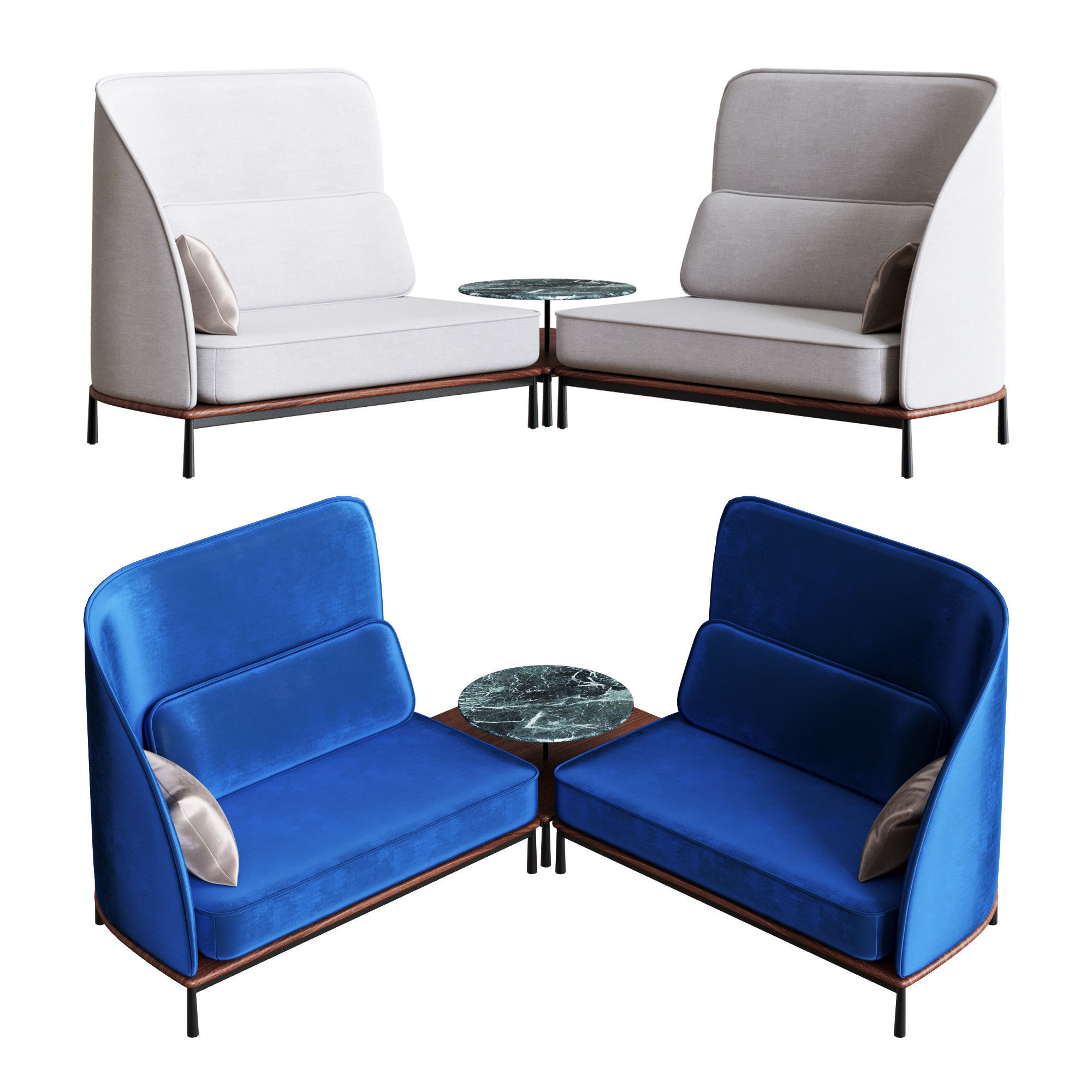 Stellar Works - Arc Sofa Highback L R and Arc Coffee Table 3D model ...