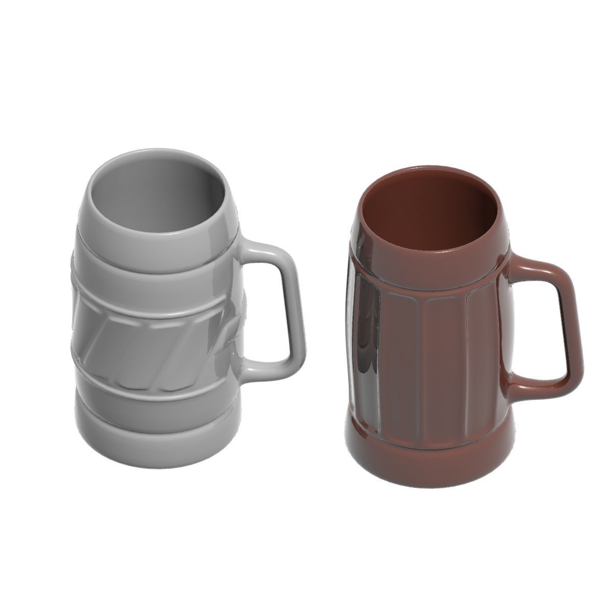 Two glazed ceramic beer mugs 3D model | CGTrader