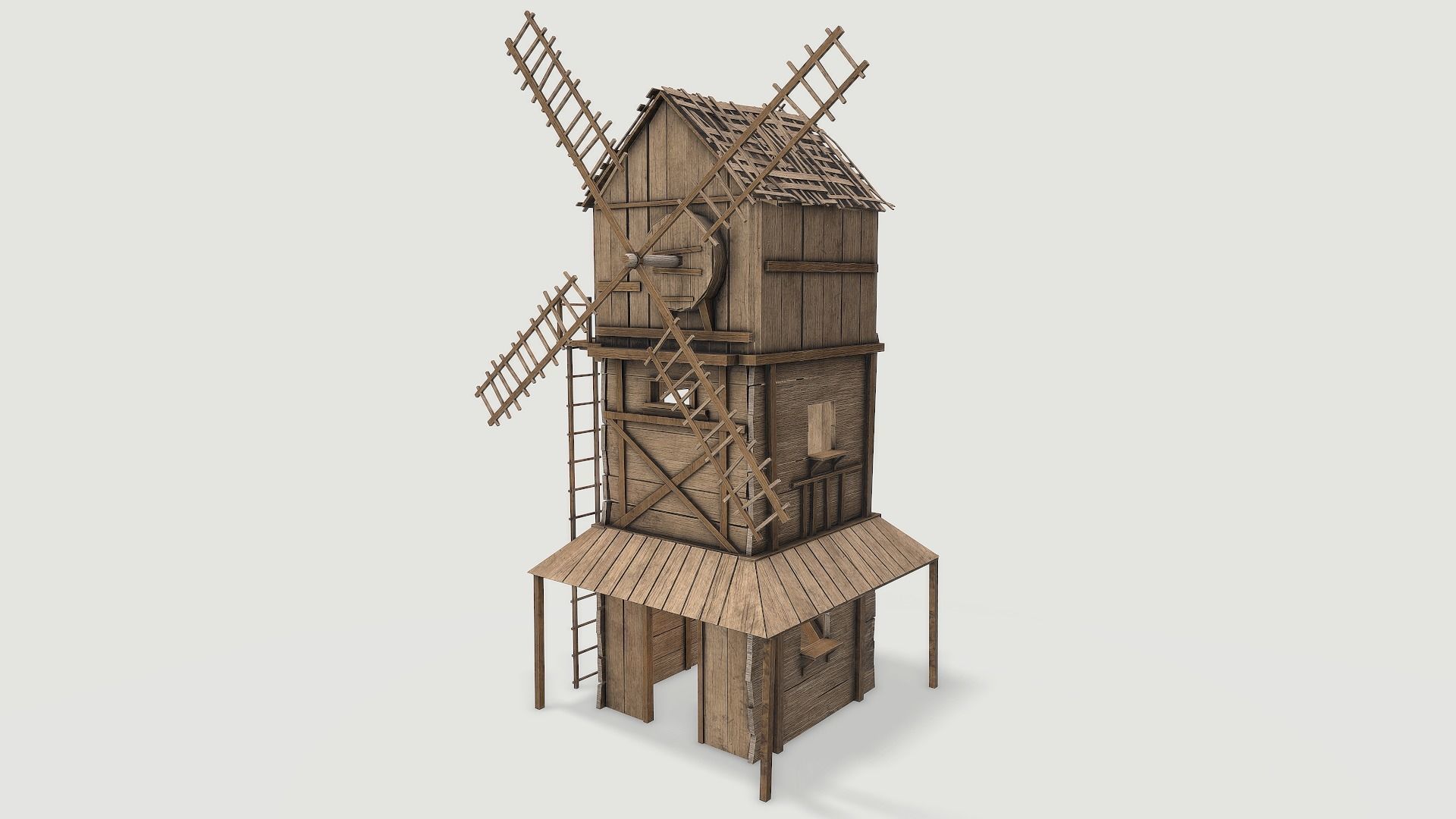3D model Medieval Wooden Windmill PBR VR / AR / low-poly | CGTrader