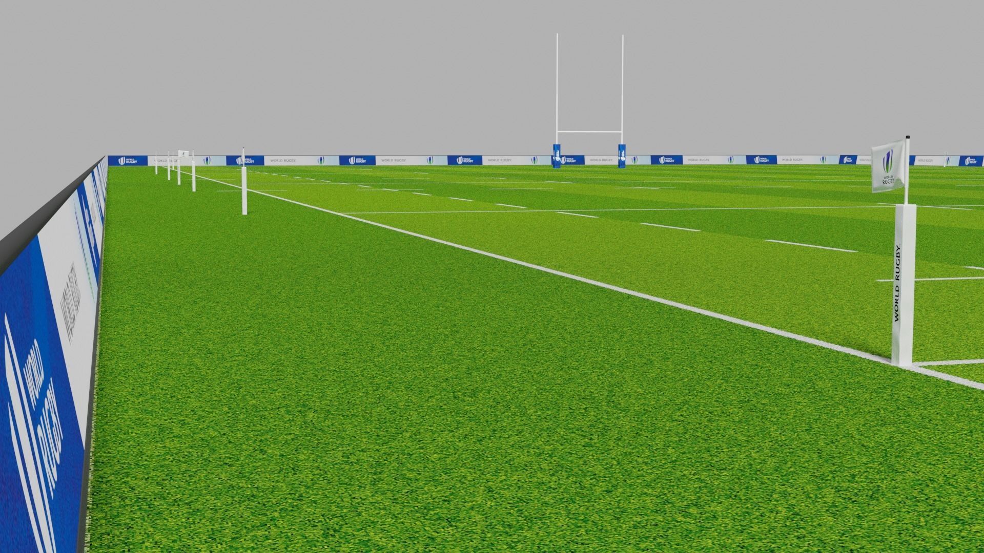 rugby field with goals 3D model | CGTrader
