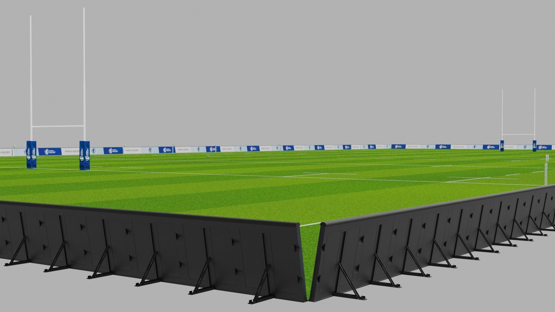 rugby field with goals 3D model | CGTrader