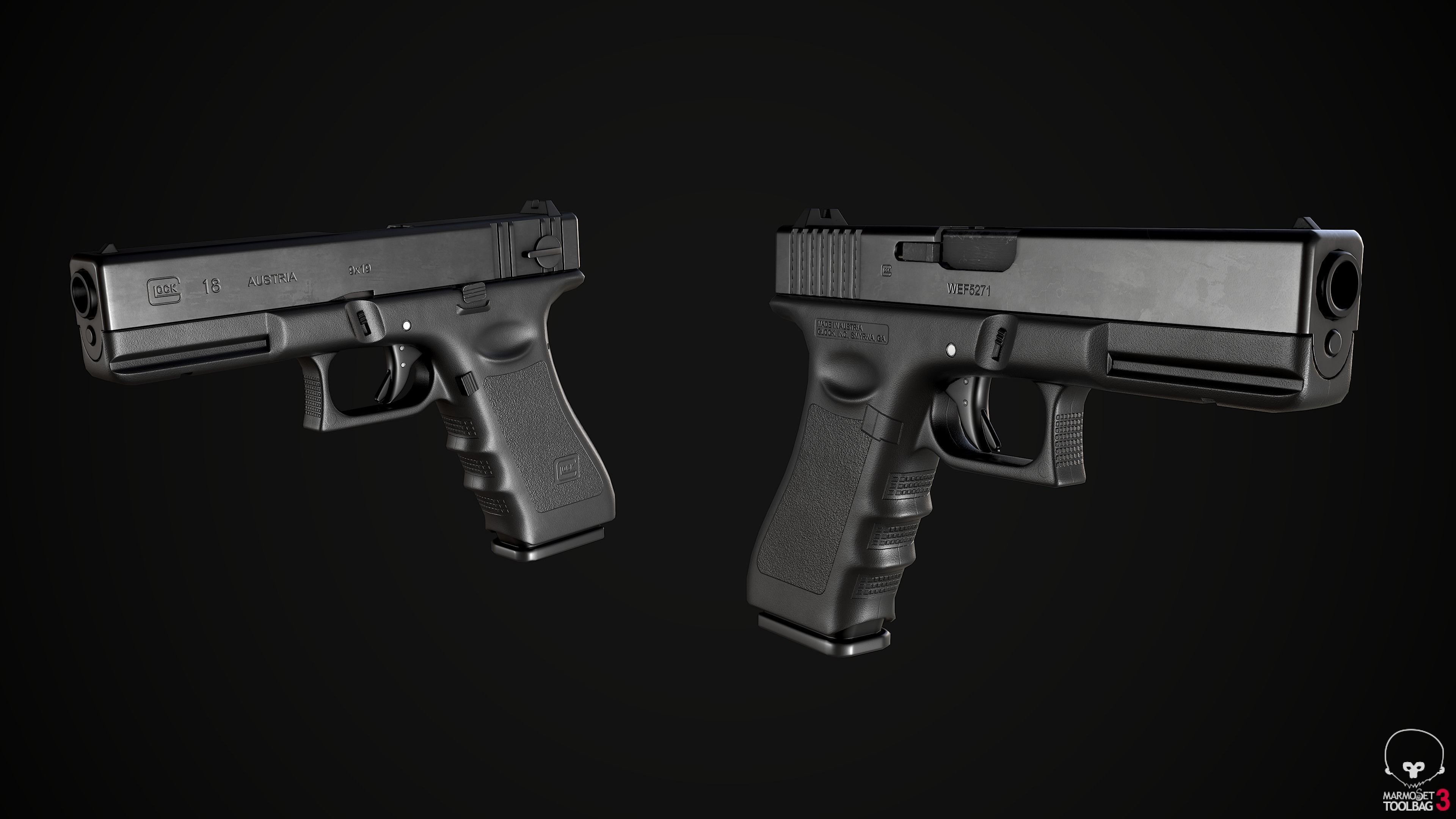 3D model Glock 18 gameready asset with textures VR / AR / low-poly ...