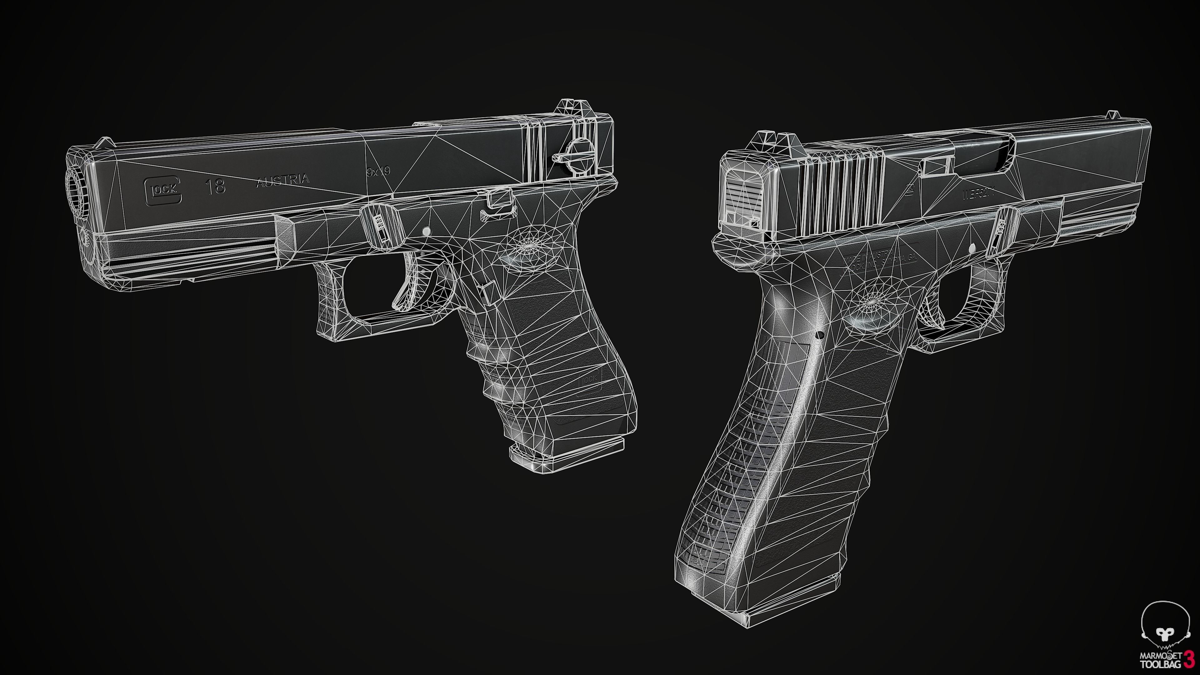 3D model Glock 18 gameready asset with textures VR / AR / low-poly ...