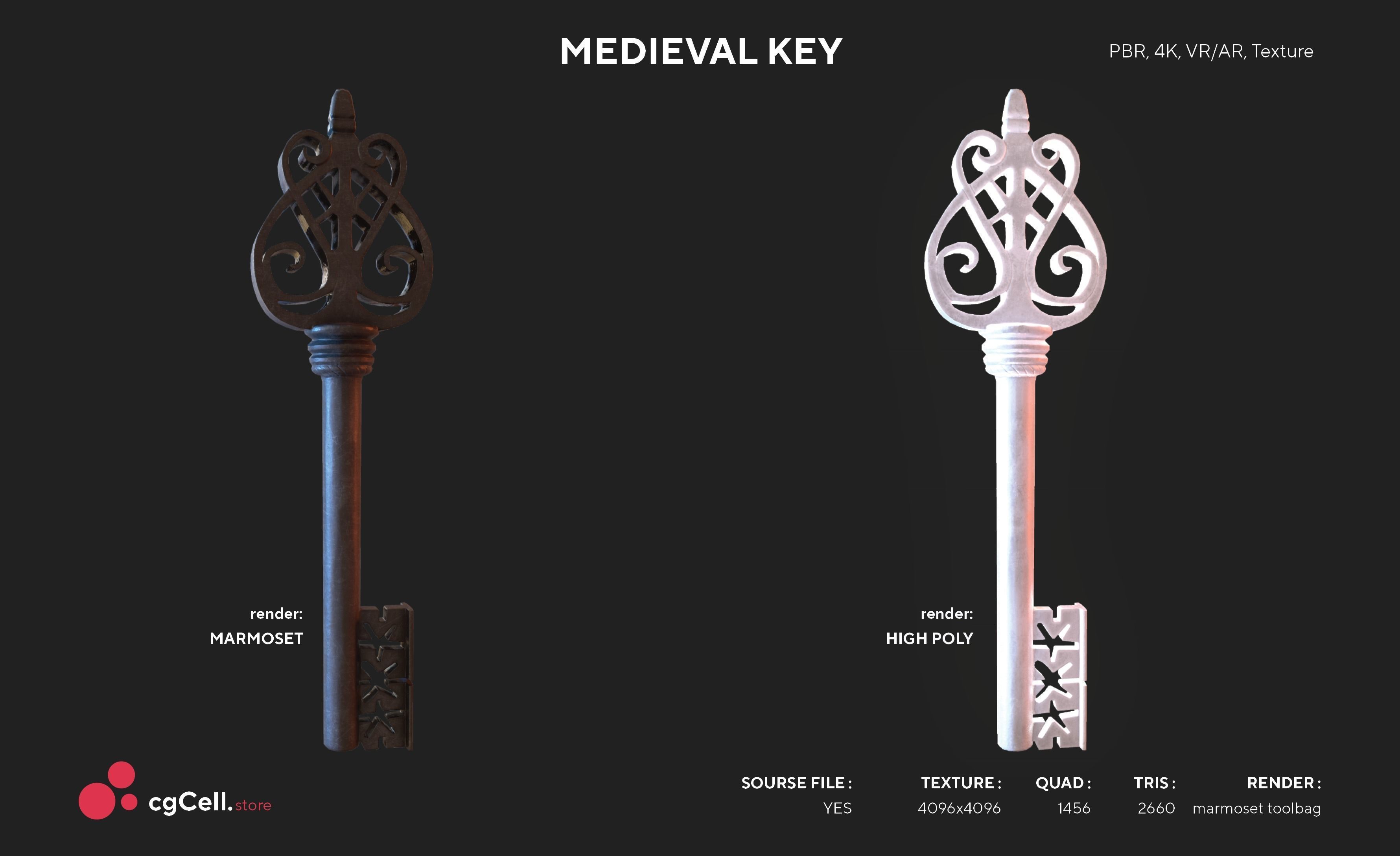 3D model Medieval Keys Set 03 AR low-poly 3D model VR / AR / low-poly ...