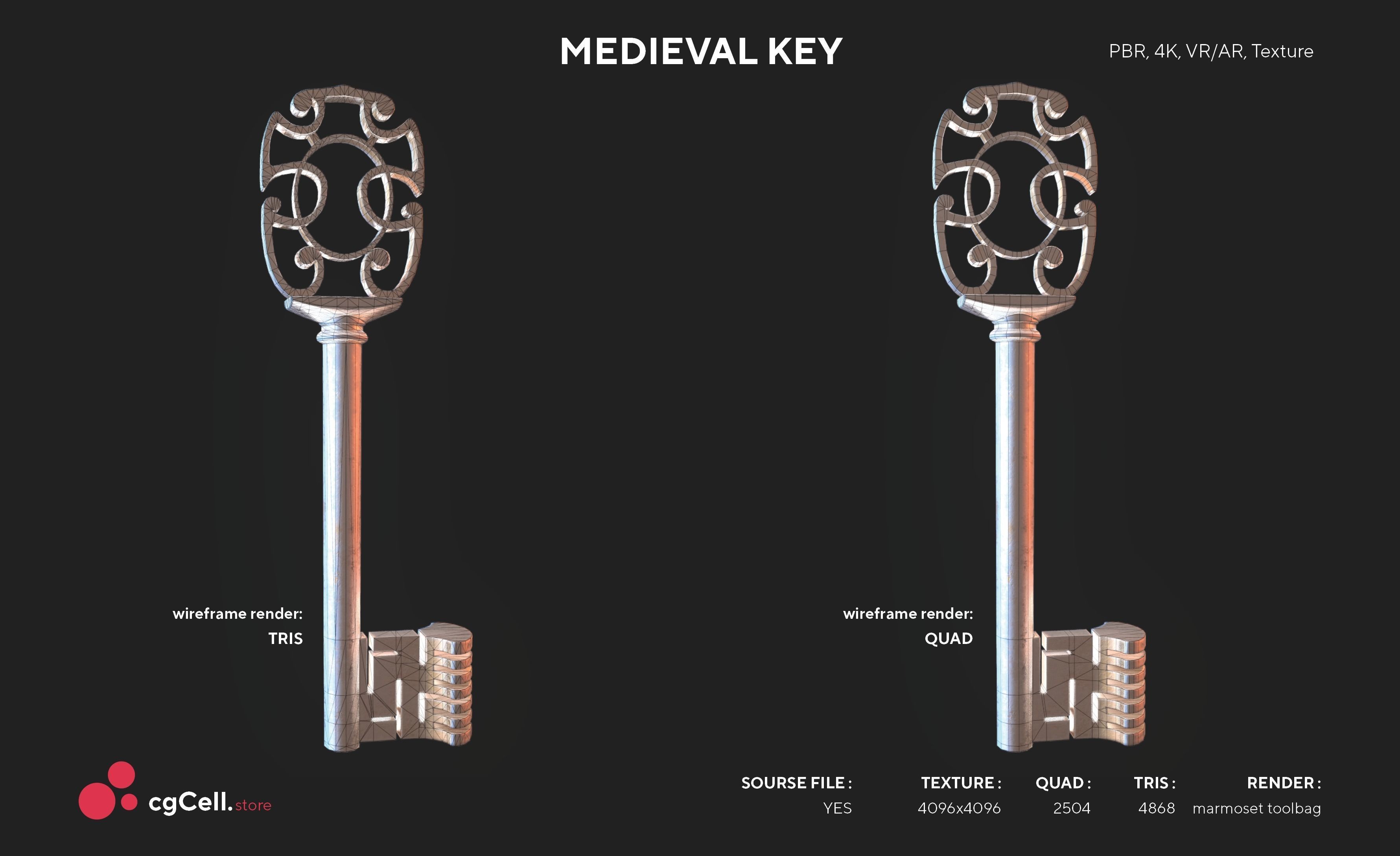 3D model Medieval Keys Set 03 AR low-poly 3D model VR / AR / low-poly ...
