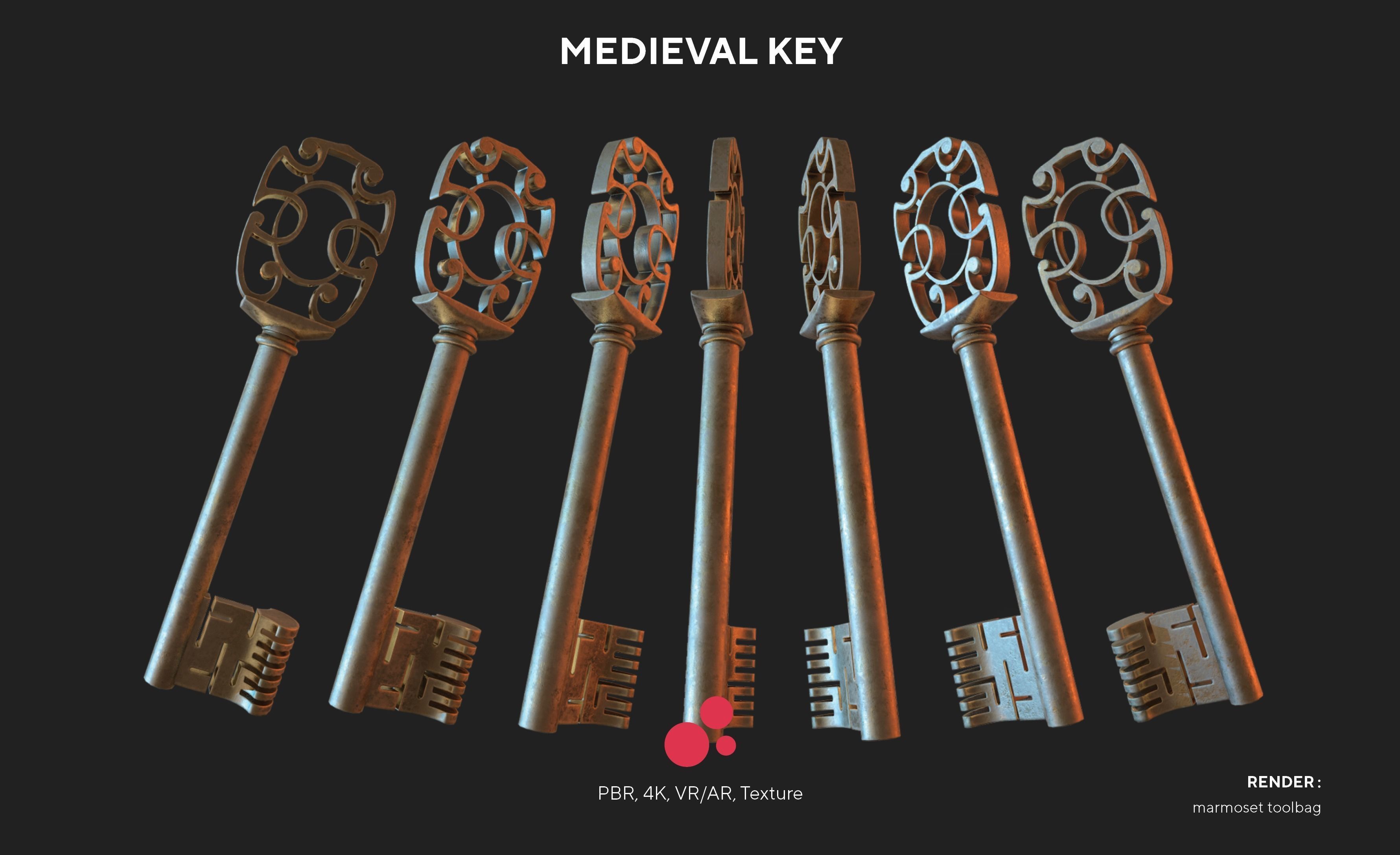 3D model Medieval Keys Set 03 AR low-poly 3D model VR / AR / low-poly ...