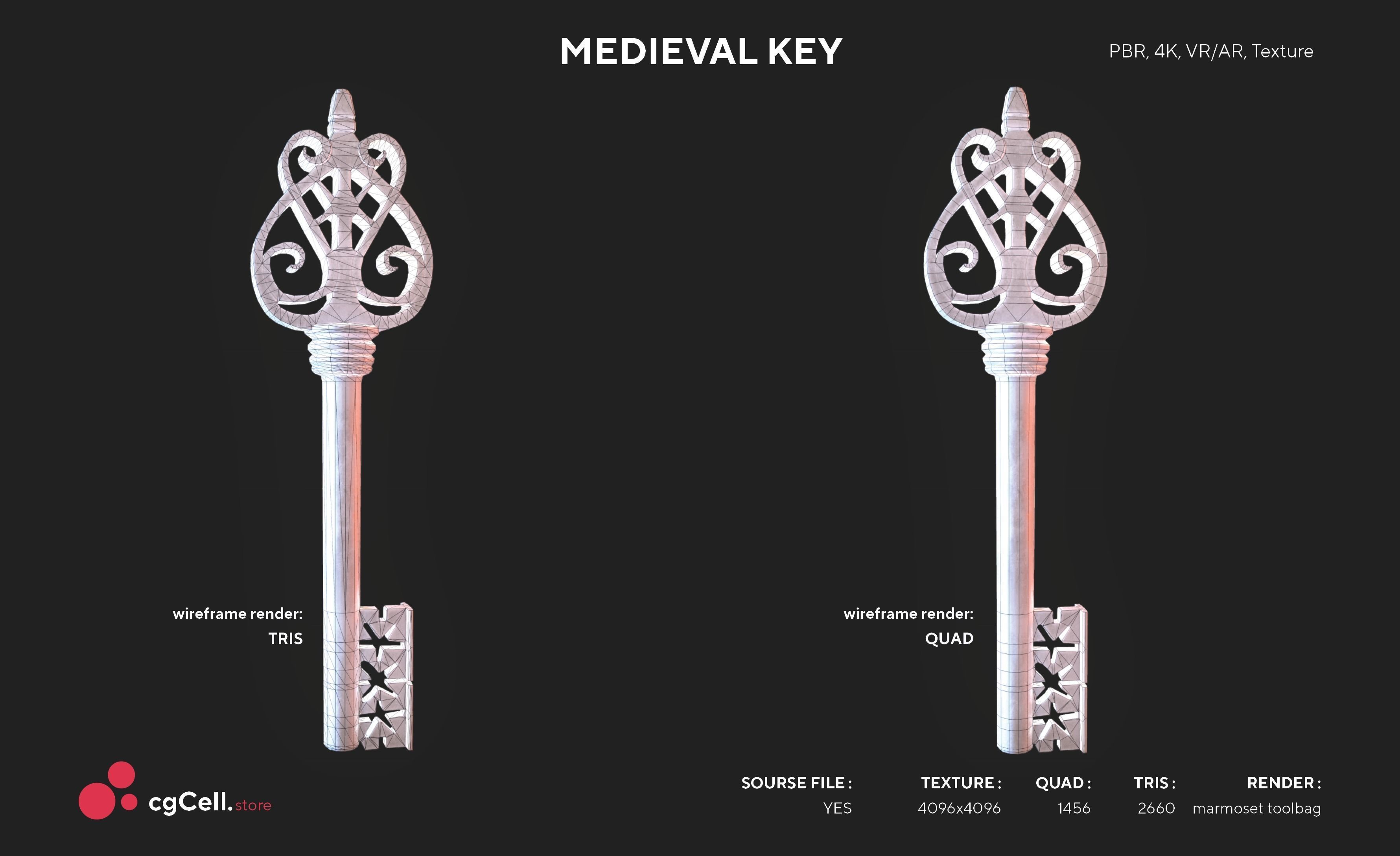 3D model Medieval Keys Set 03 AR low-poly 3D model VR / AR / low-poly ...