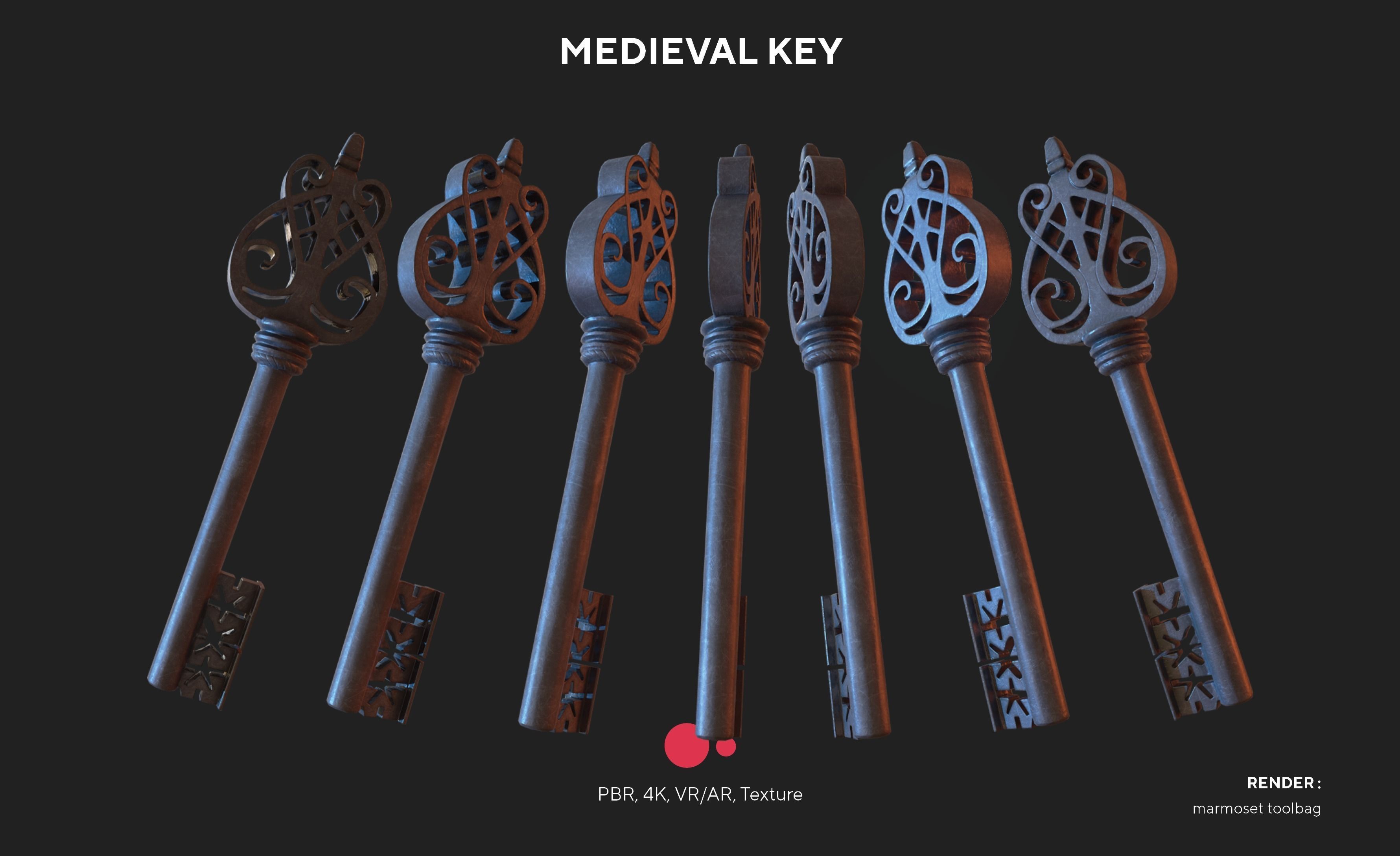 3D model Medieval Keys Set 03 AR low-poly 3D model VR / AR / low-poly ...